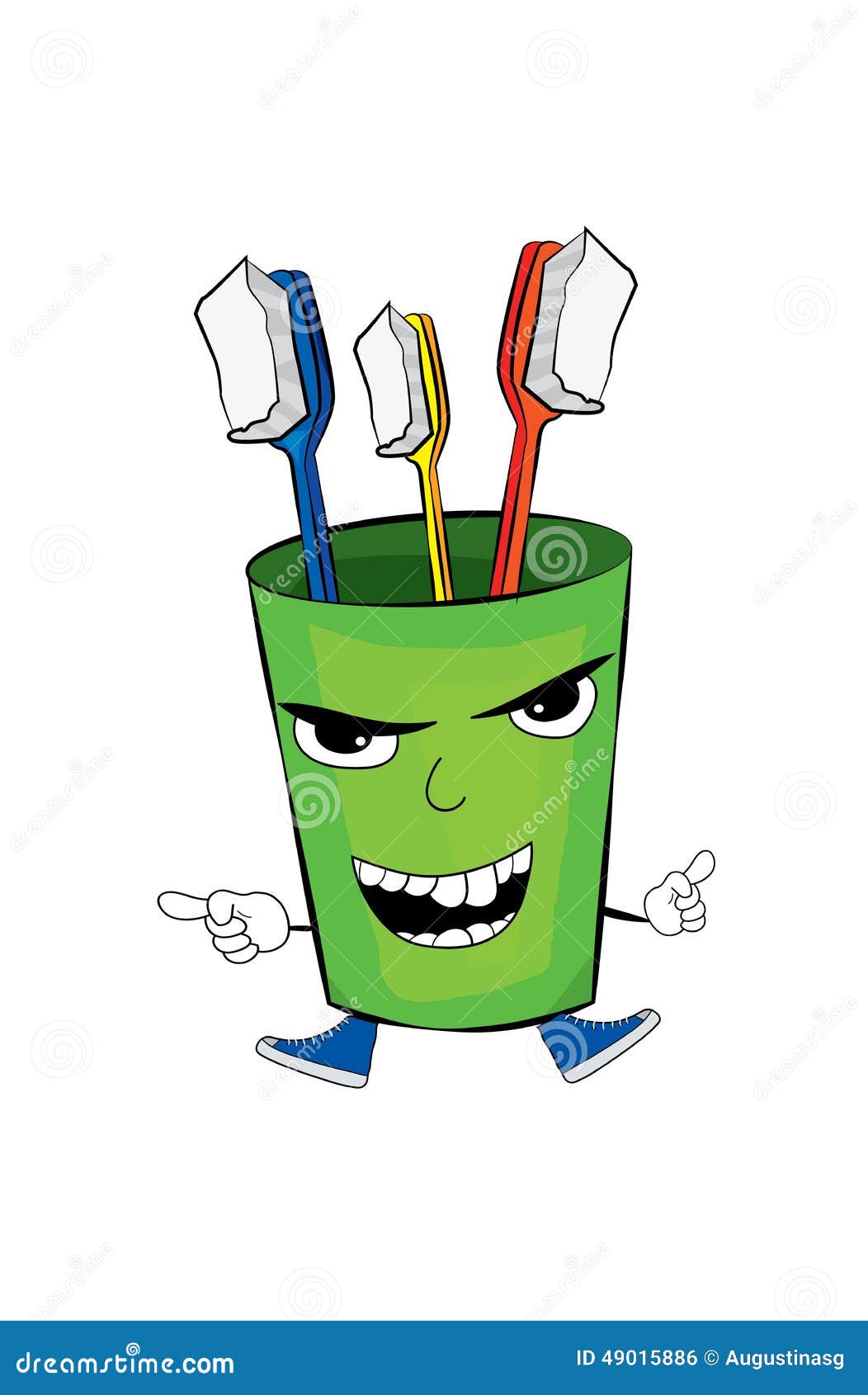 Angry Toothbrushes in a Cup Cartoon Stock Illustration - Illustration ...