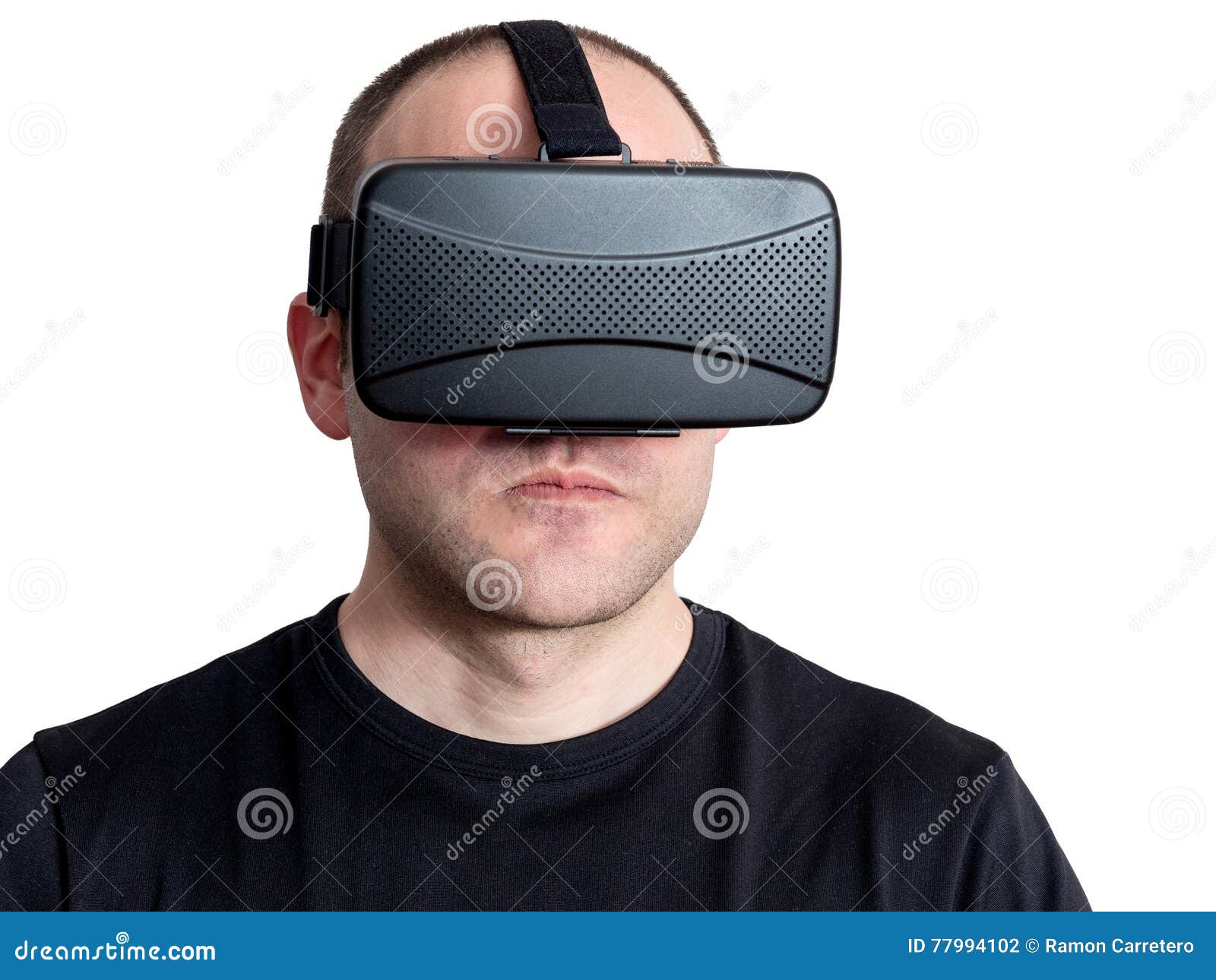 Angry and Tough Man Using Virtual Reality Headset Isolated on White ...