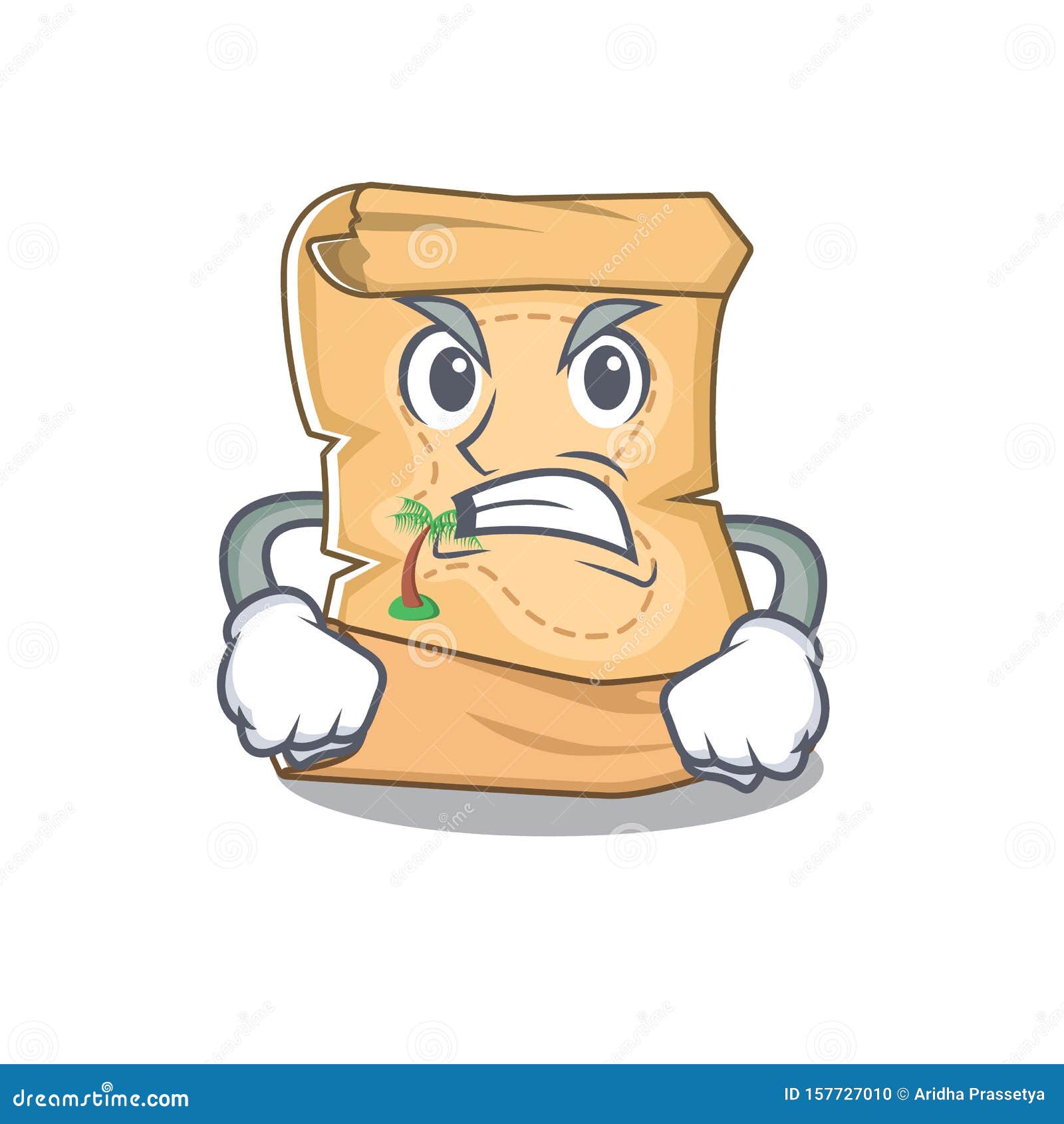 Angry Treasure Map Cartoon in Shape Character Stock Vector ...