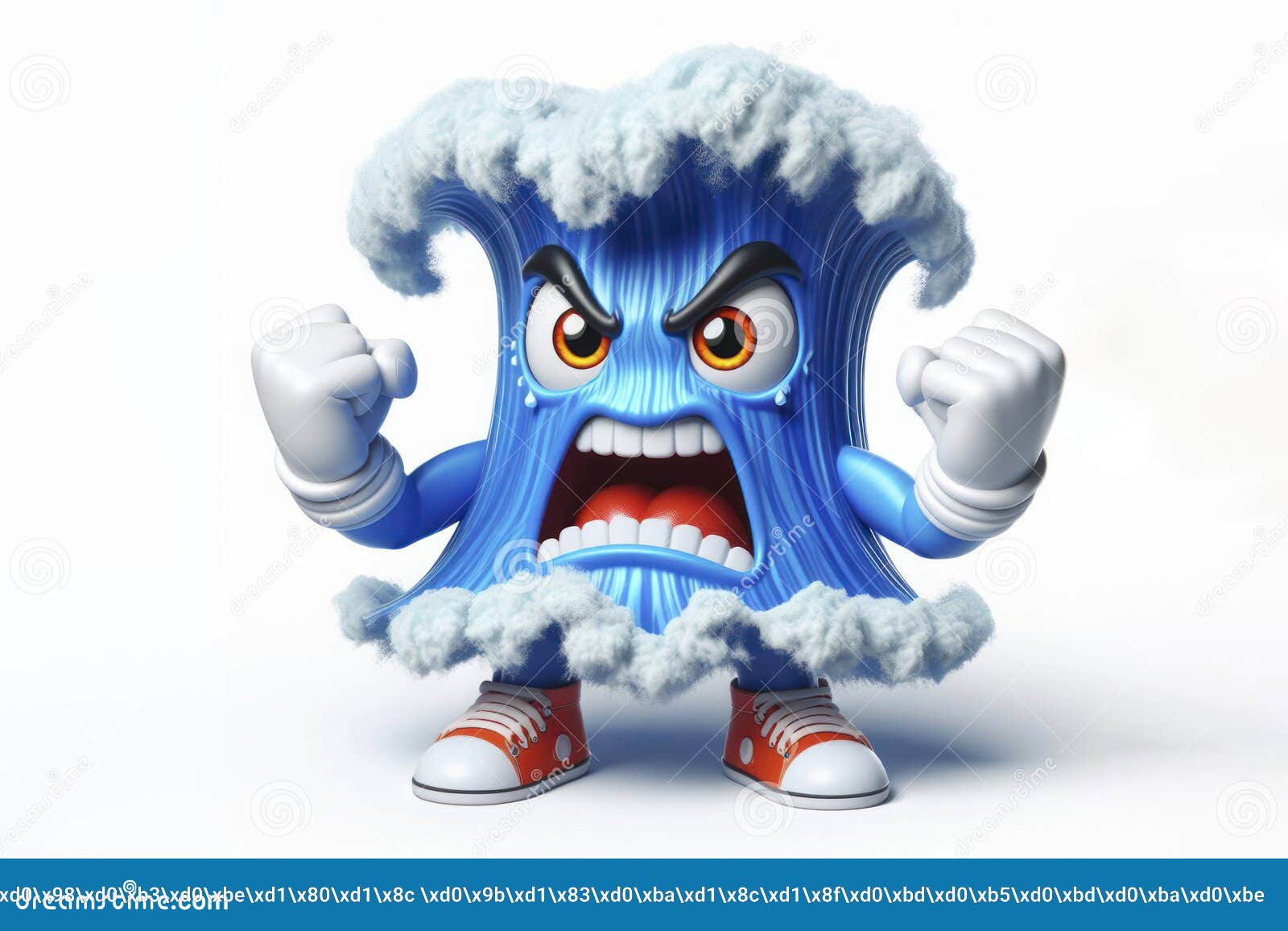 Angry Tsunami 3d Character Isolated on Solid White Background. Ai ...