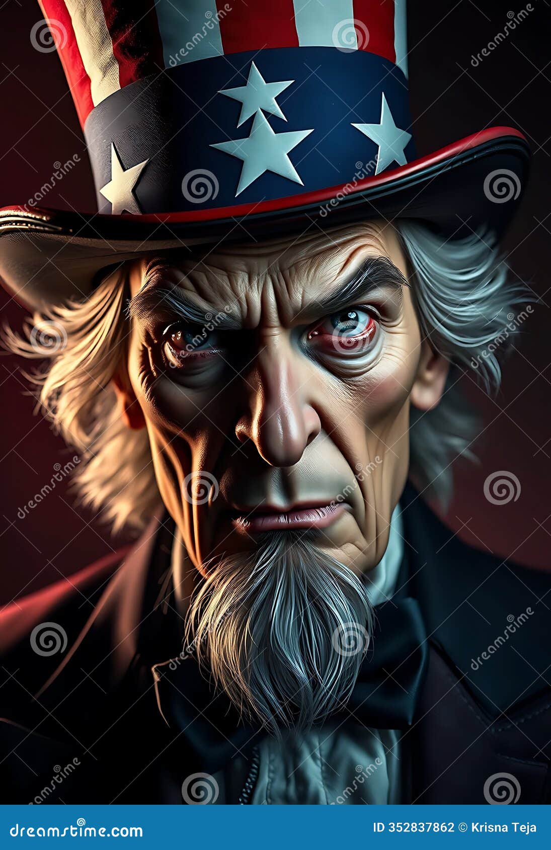 Angry Uncle Sam Portrait Dark 3D Rendered Image Stock Illustration ...