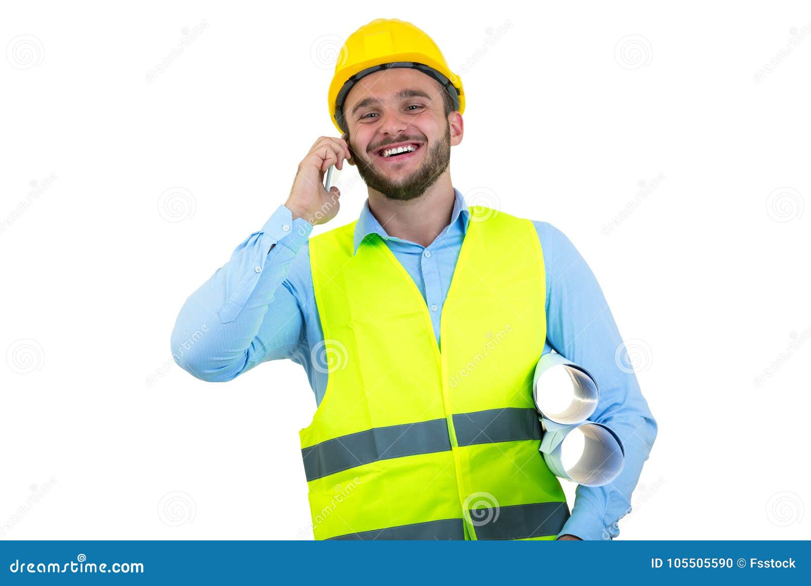 Angry Upset Young Construction Engineer Yeling at the Phone Stock Photo ...