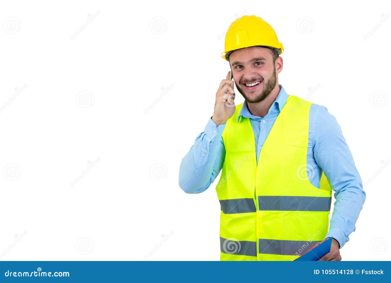 Angry Upset Young Construction Engineer Yeling at the Phone Stock Photo ...