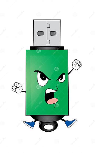 Angry Usb Flash Drive Cartoon Stock Illustration - Illustration of ...