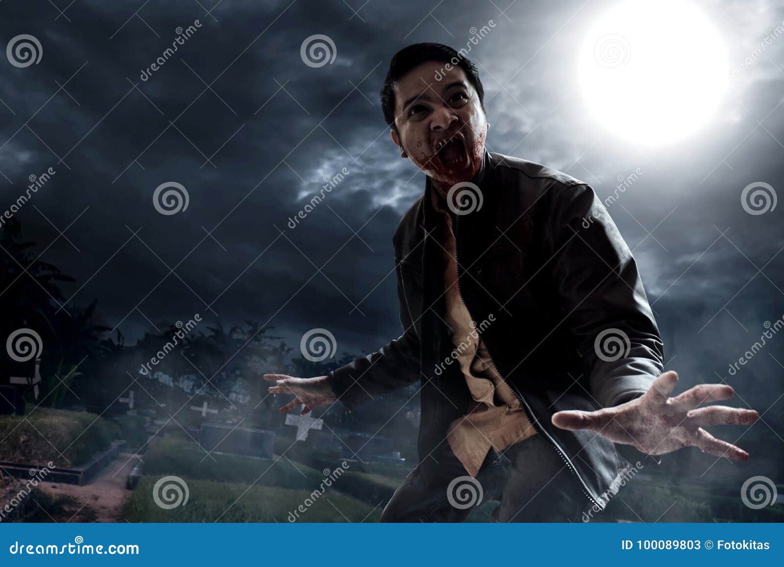 Angry vampire on graveyard stock image. Image of danger - 100089803