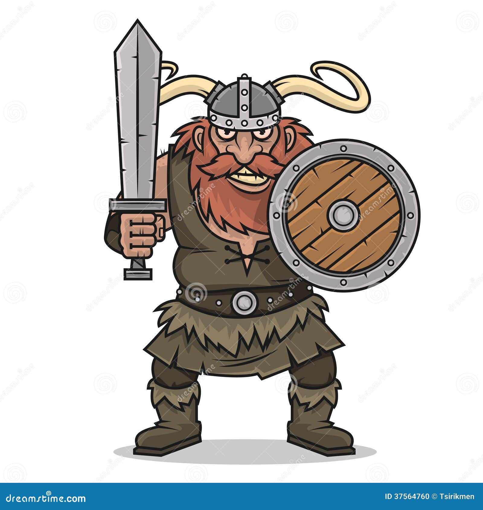 Angry Viking Stand with Sword and Shield Stock Vector - Illustration of ...