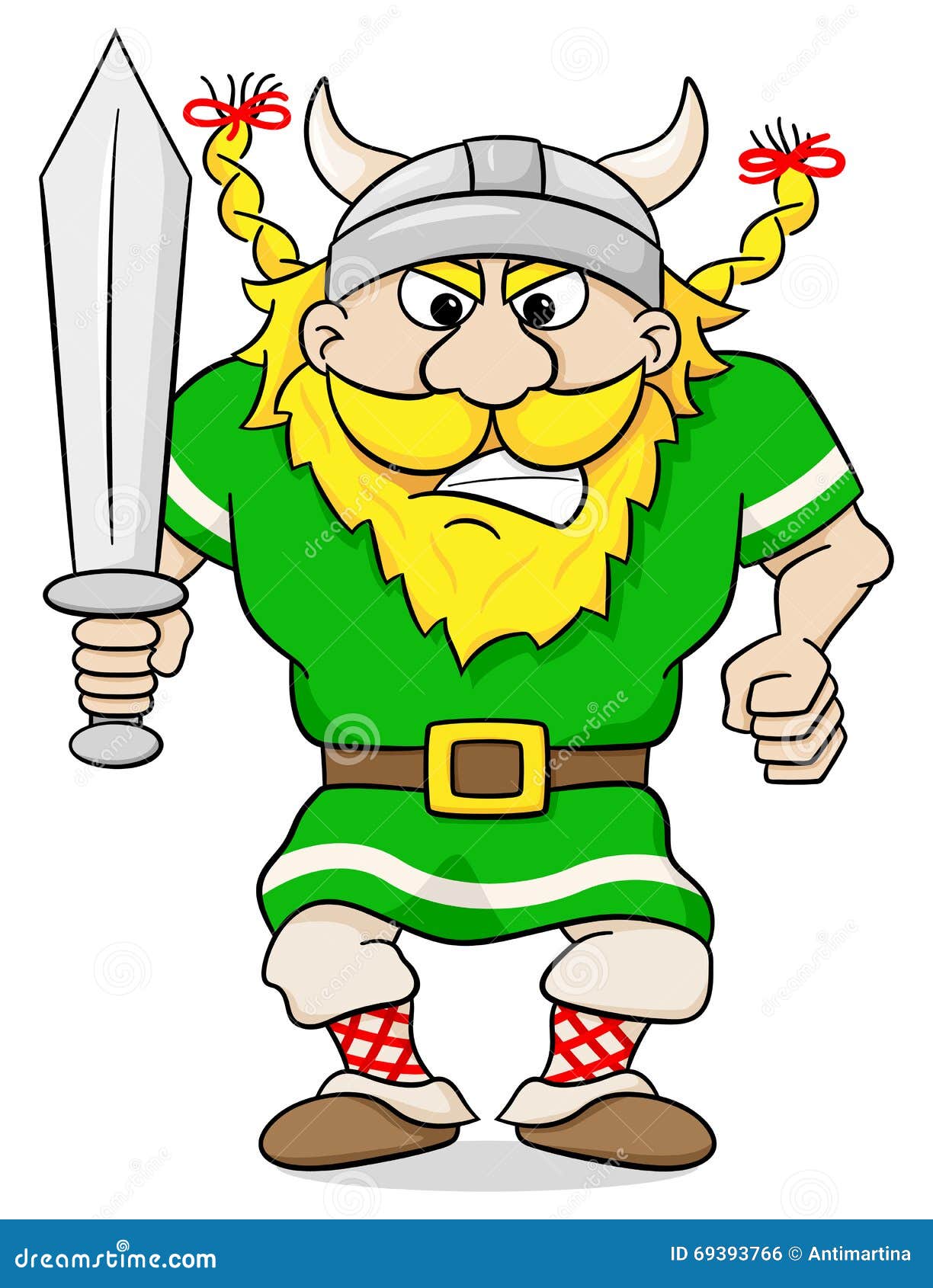 Angry viking with sword stock vector. Illustration of strong - 69393766