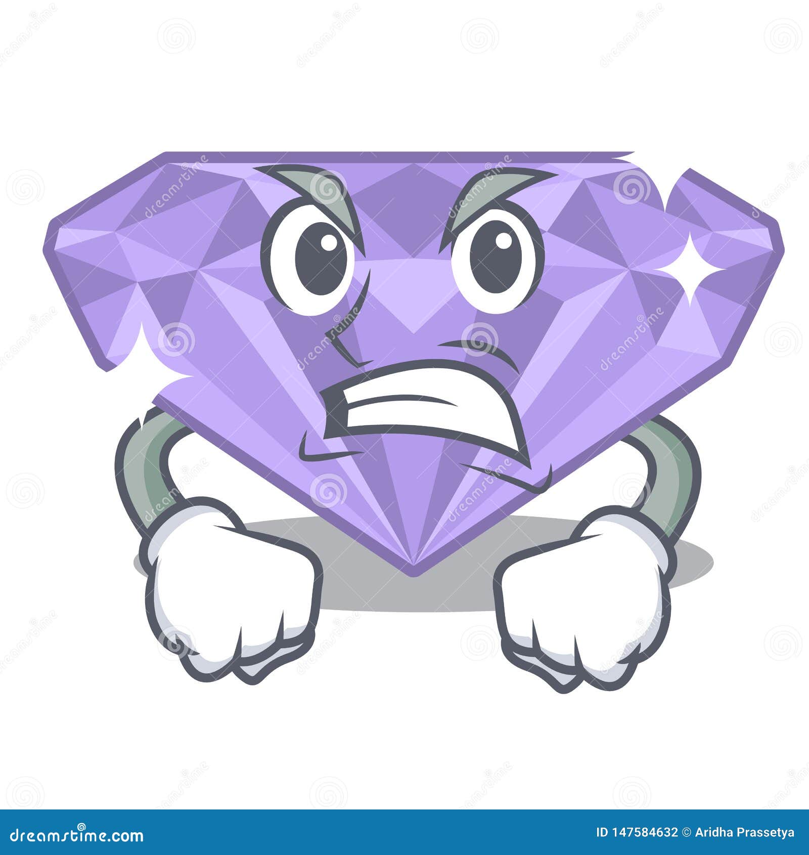 Angry Violet Diamond in a Cartoon Bag Stock Vector - Illustration of ...