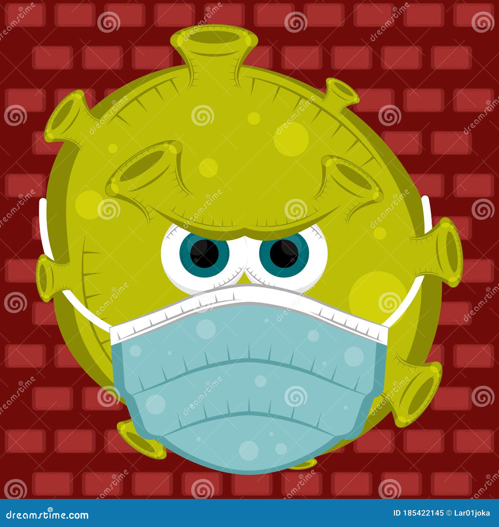 Angry virus cartoon stock vector. Illustration of mask - 185422145