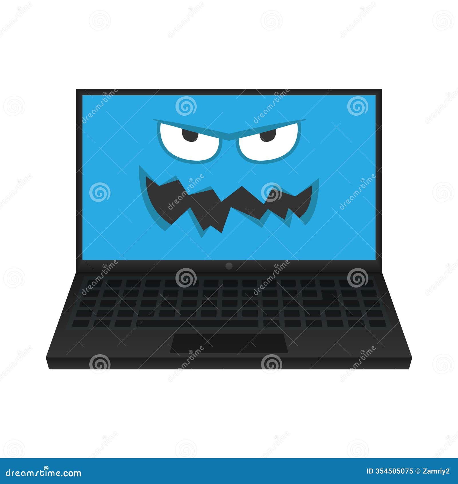 Angry Virus on Laptop Screen Stock Illustration - Illustration of ...