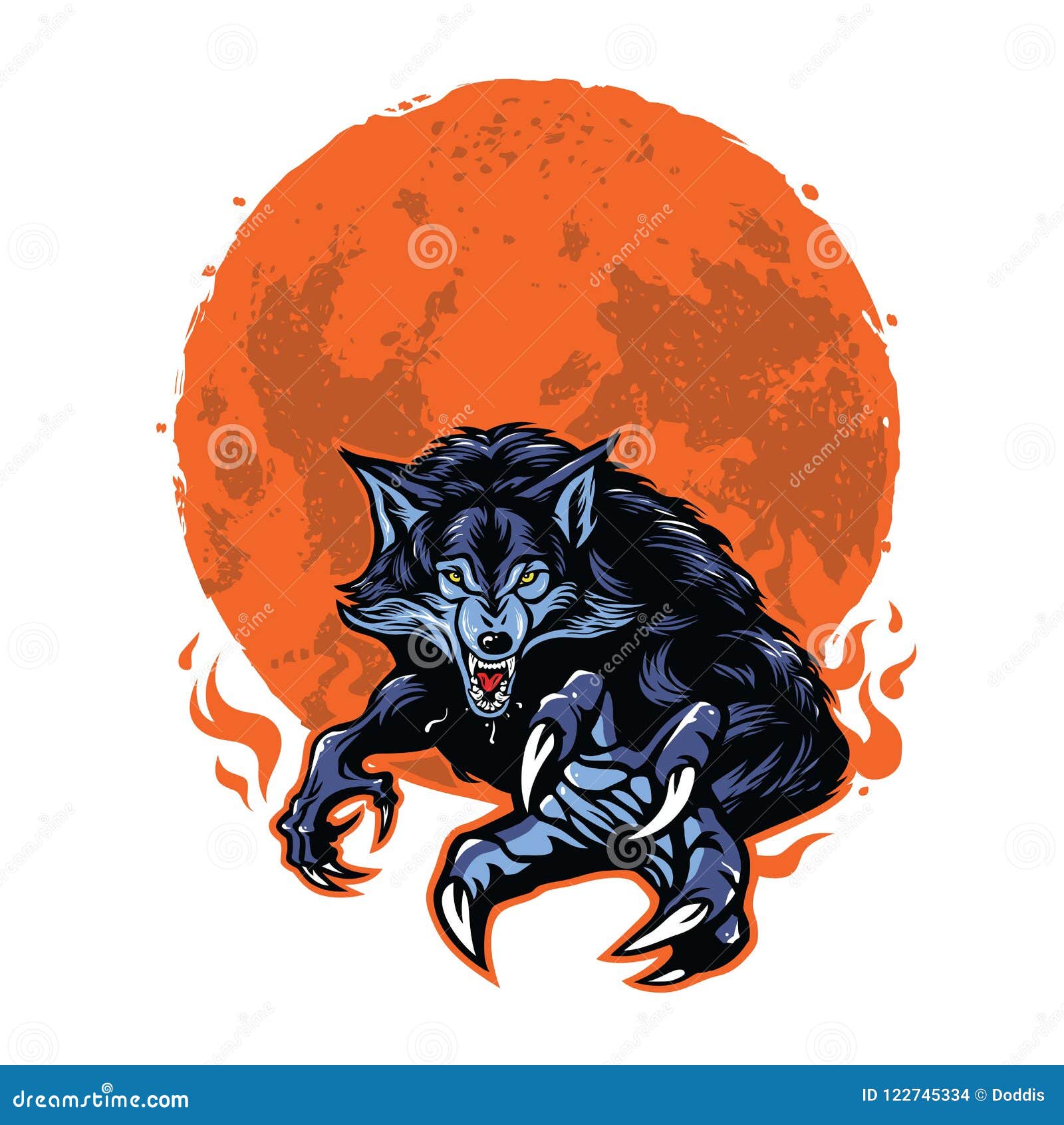 Angry Werewolf and Moon Logo Template Vector Design Stock Vector ...