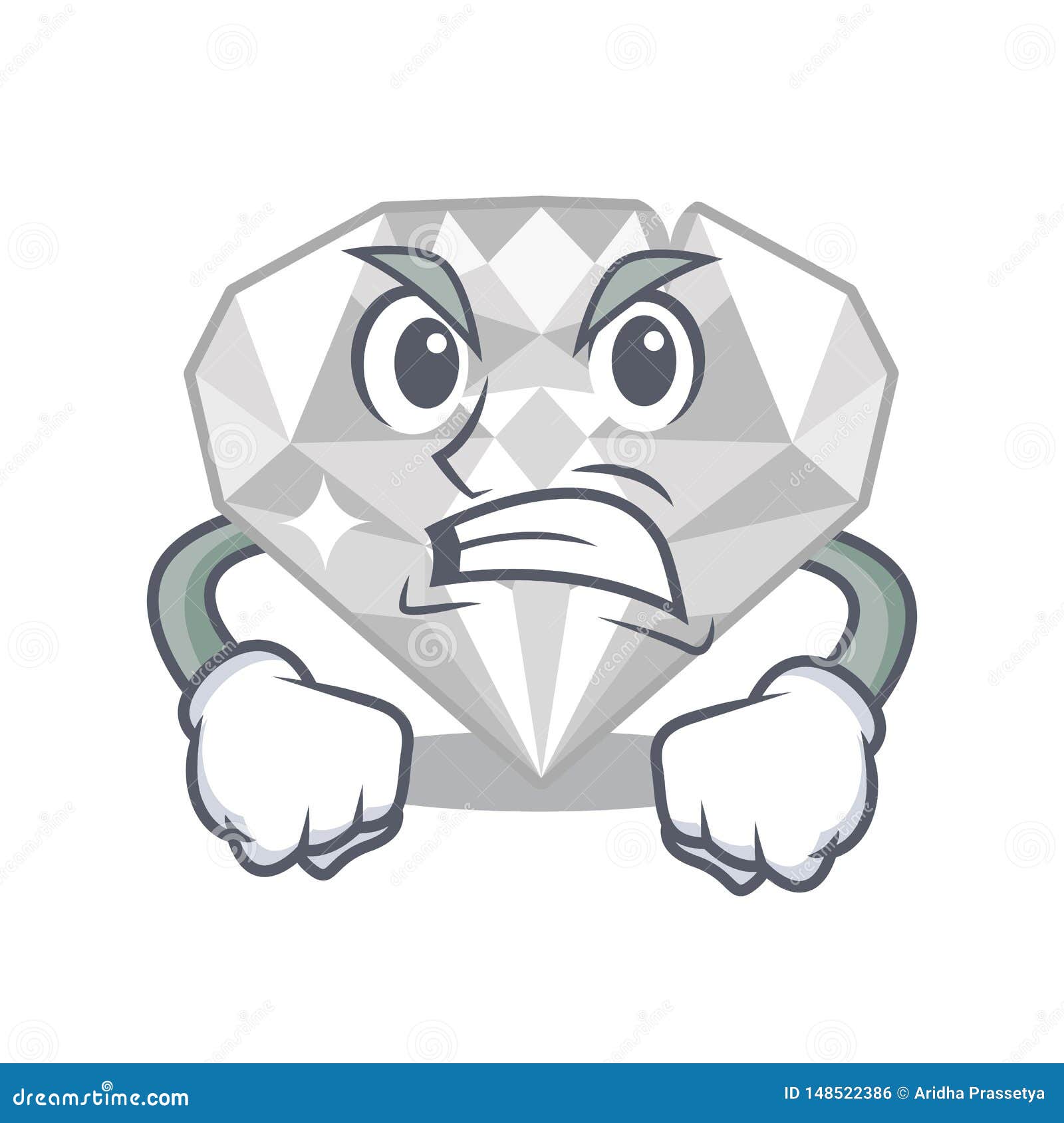 Angry White Diamond Isolated in the Cartoon Stock Vector - Illustration ...