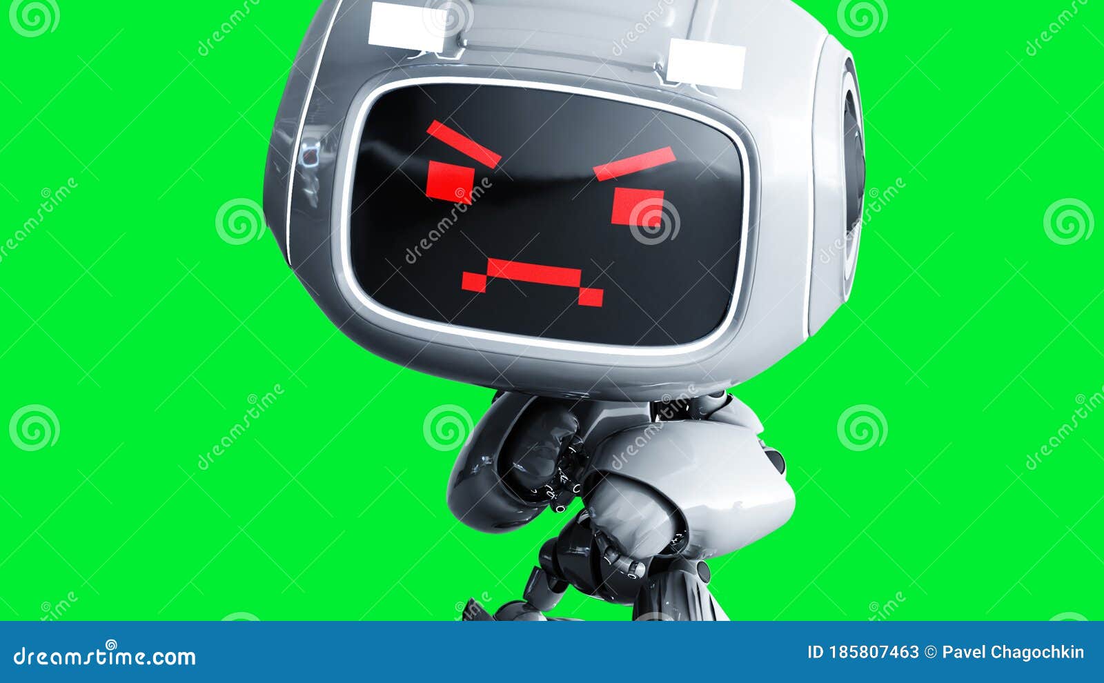 Angry White Toy Robot. 3d Realistic Rendering. Stock Illustration ...