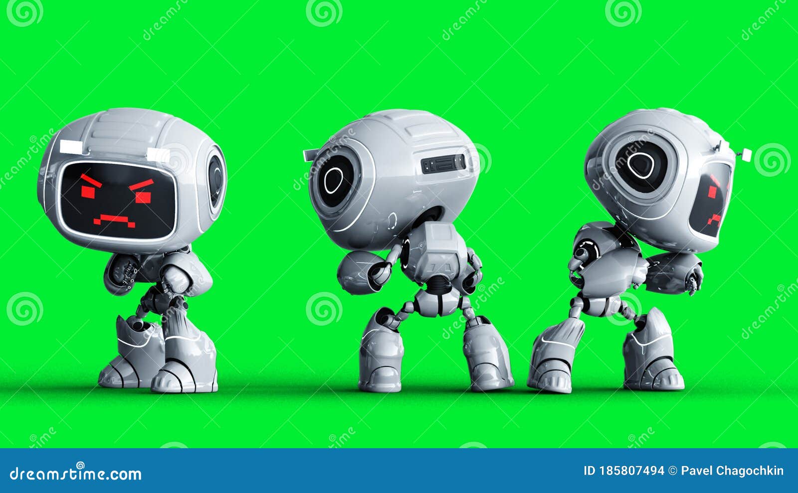 Robot, Realistic White Robot On Wheels. Stock Illustration ...