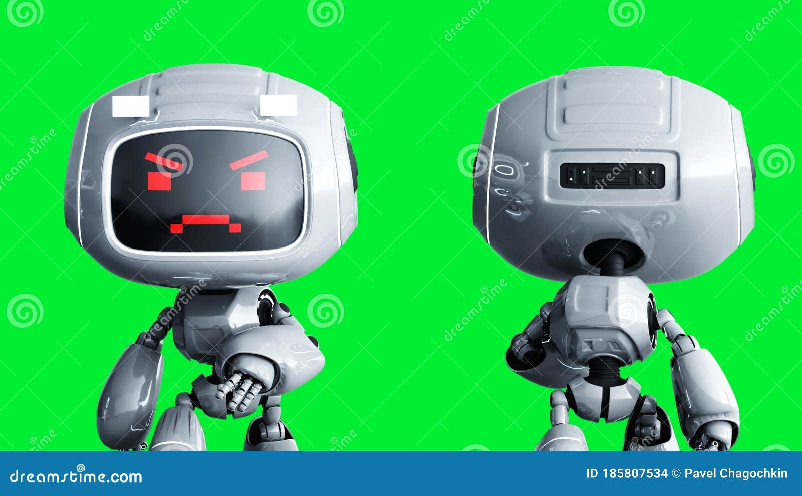 Robot, Realistic White Robot On Wheels. Stock Illustration ...
