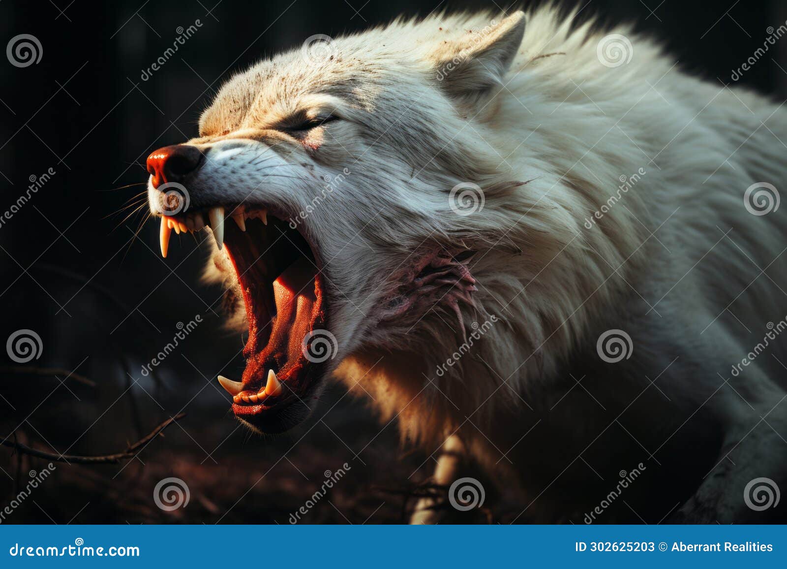 An Angry White Wolf with Its Mouth Open Stock Illustration ...
