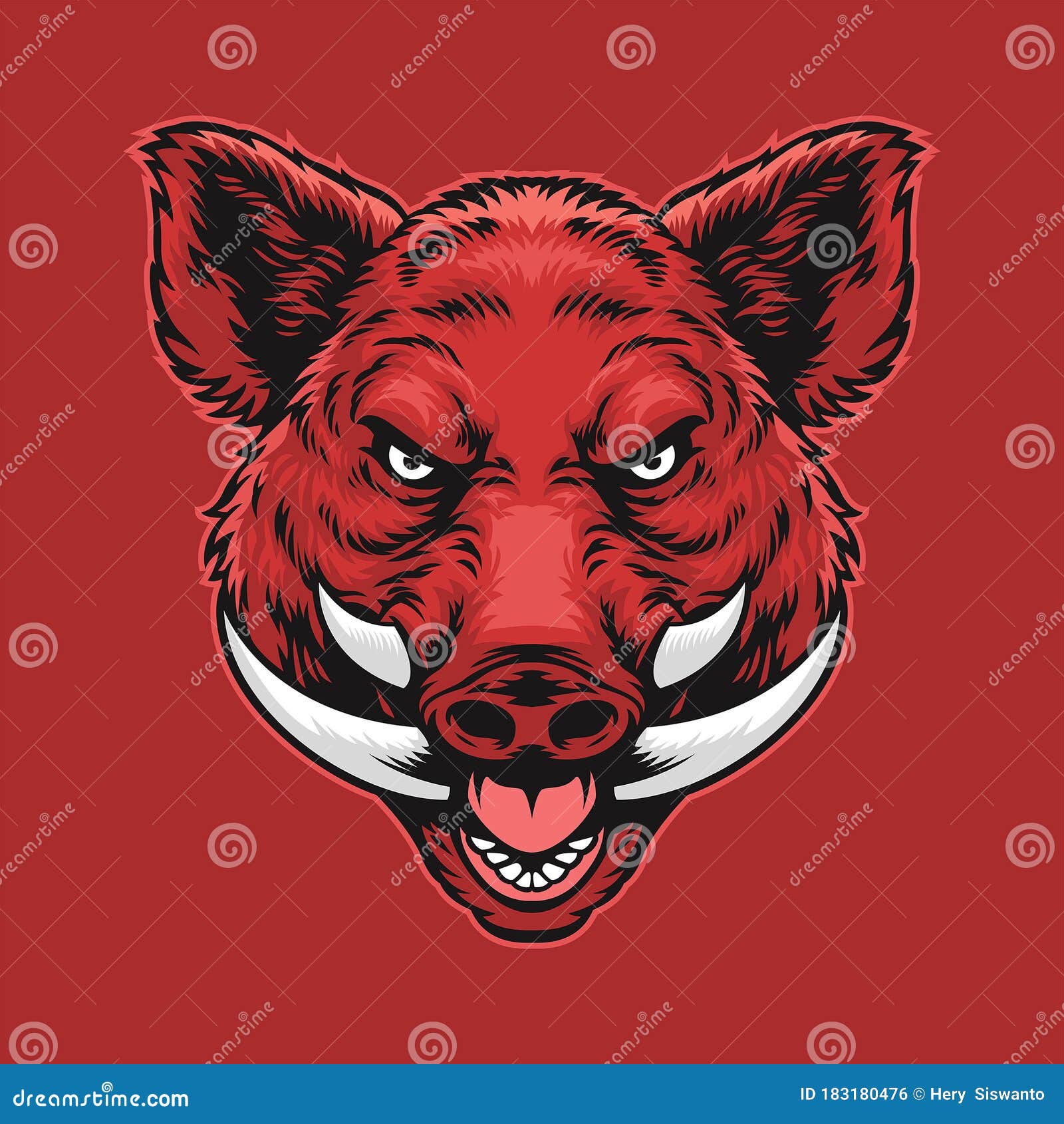 Angry Wild Boar Head Front View Continuous Line Drawing Vector ...