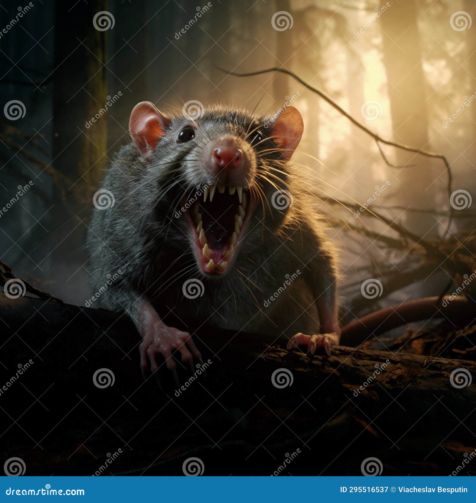 Angry Wild Rat in the Forest Stock Illustration - Illustration of white ...