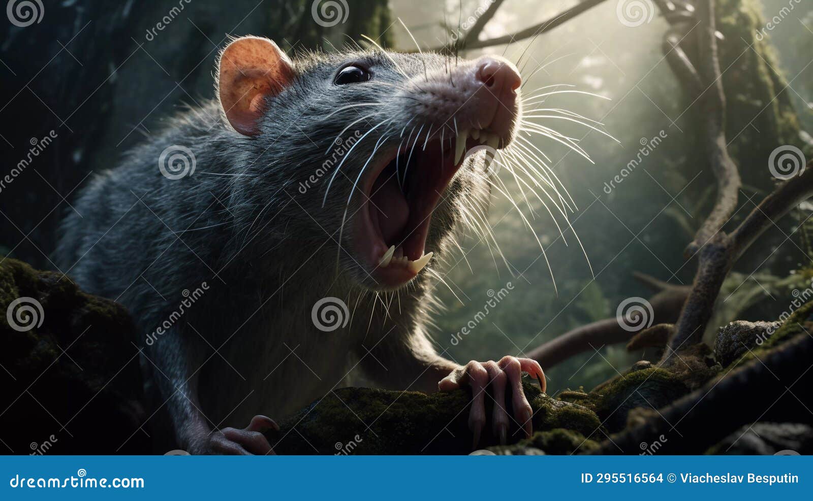 Angry Wild Rat in the Forest Stock Illustration - Illustration of gray ...