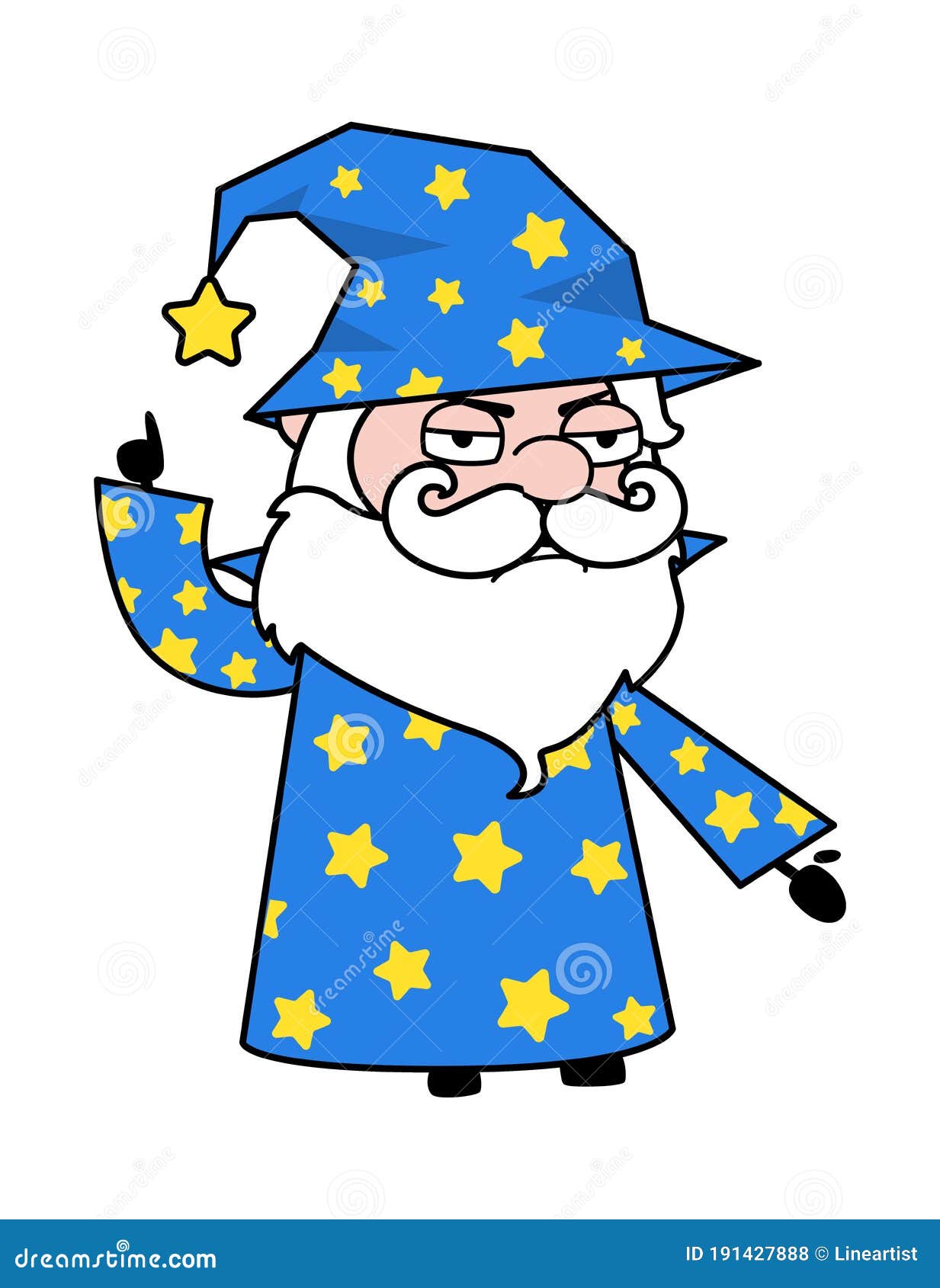 Angry Wizard Cartoon with One Hand Raised Stock Illustration ...