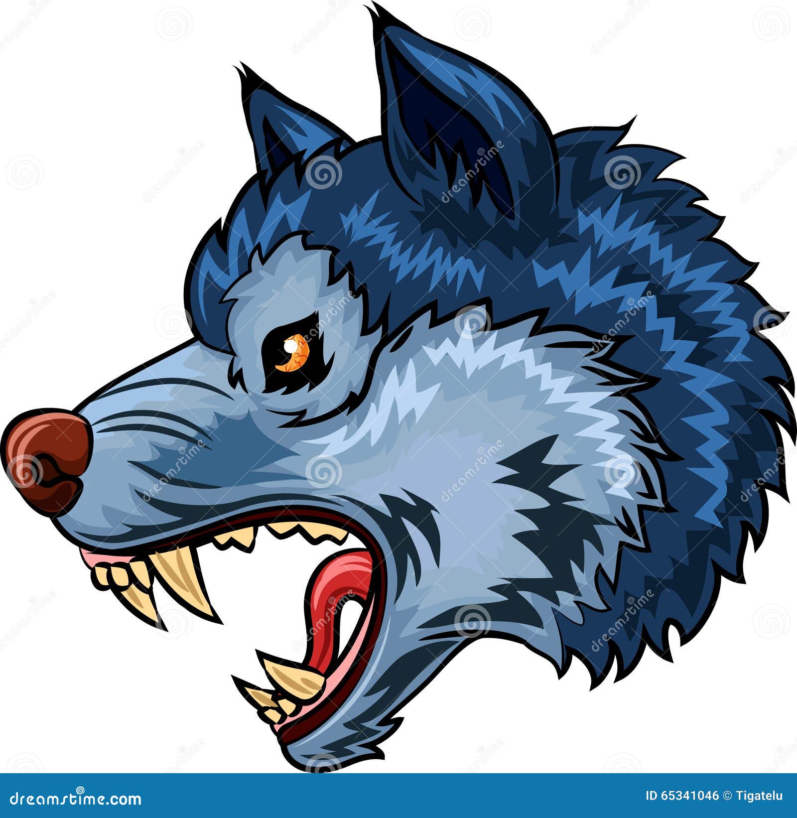 Angry Wolf Walking. Vector Flat Illustration, Isolated On White ...