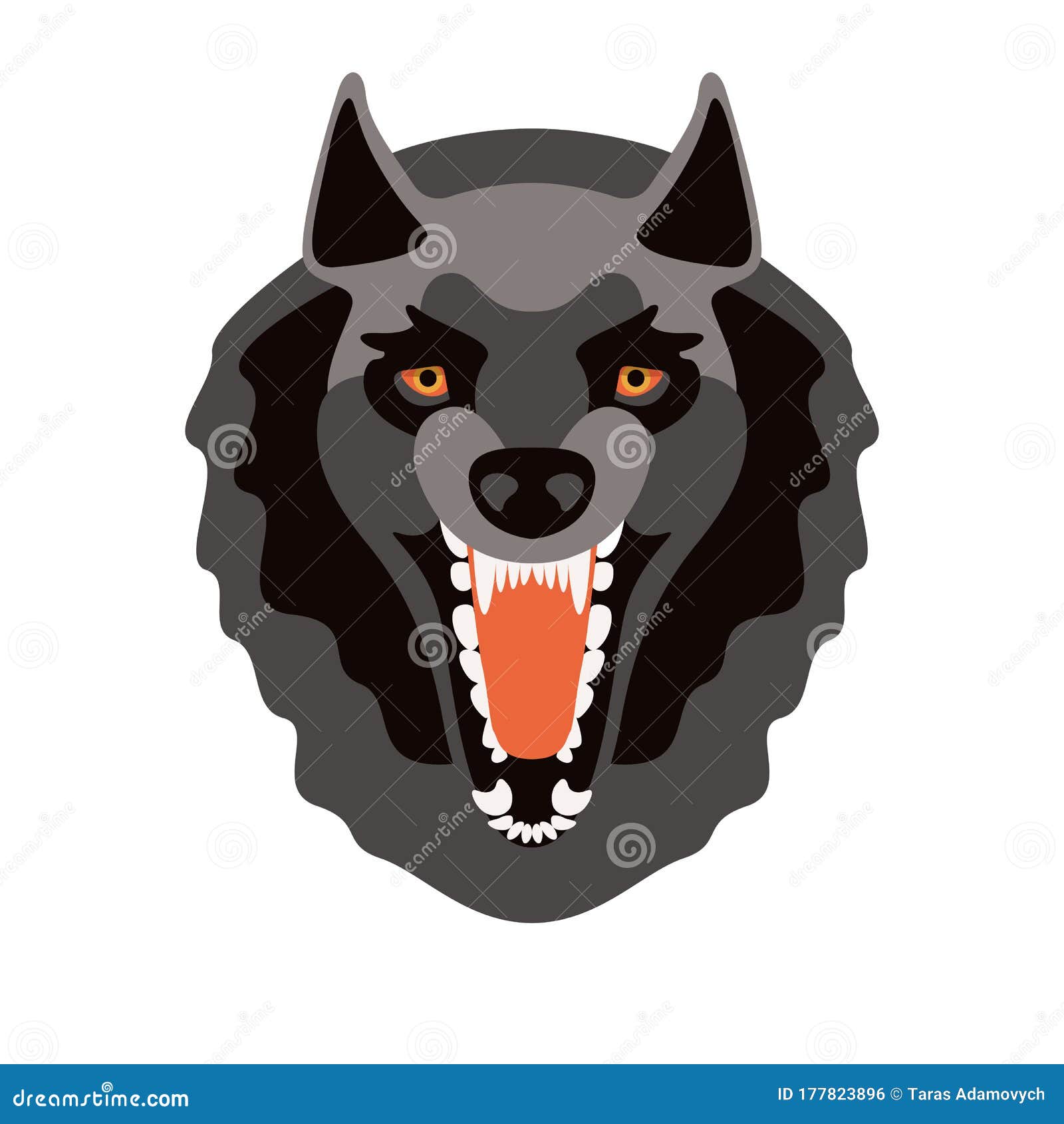 Angry Wolf Face Front View. Vector Illustration Stock Vector ...