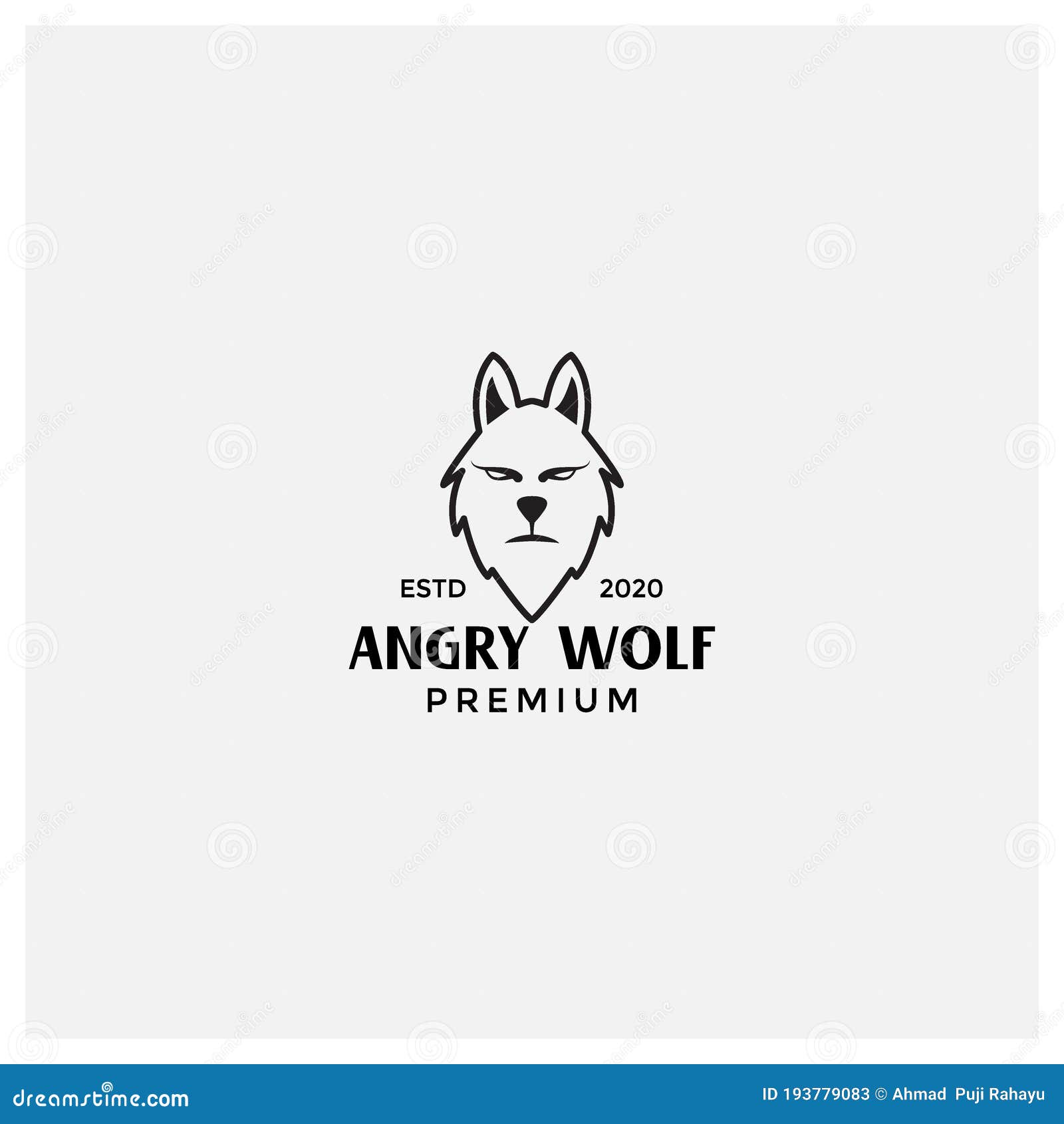 Angry Wolf Face Vintage Line Logo Design Template Stock Vector ...