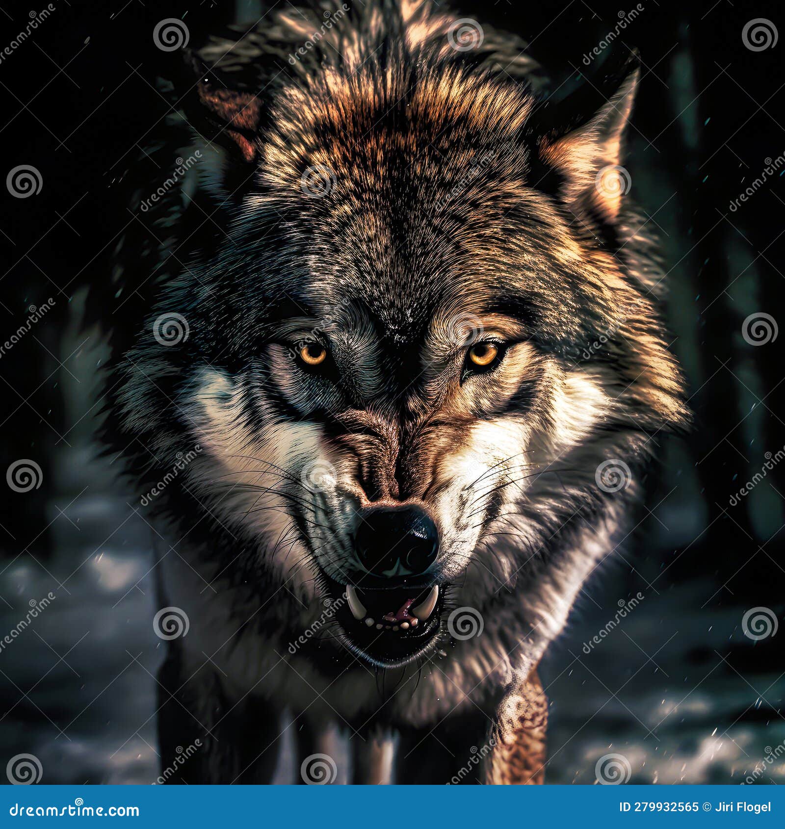 Wolf Snarling Front View