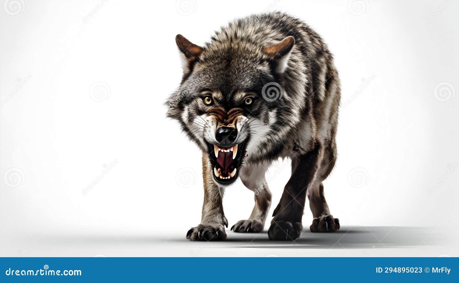 Angry Wolf, Grey Wolf Isolated on White Background Stock Illustration ...