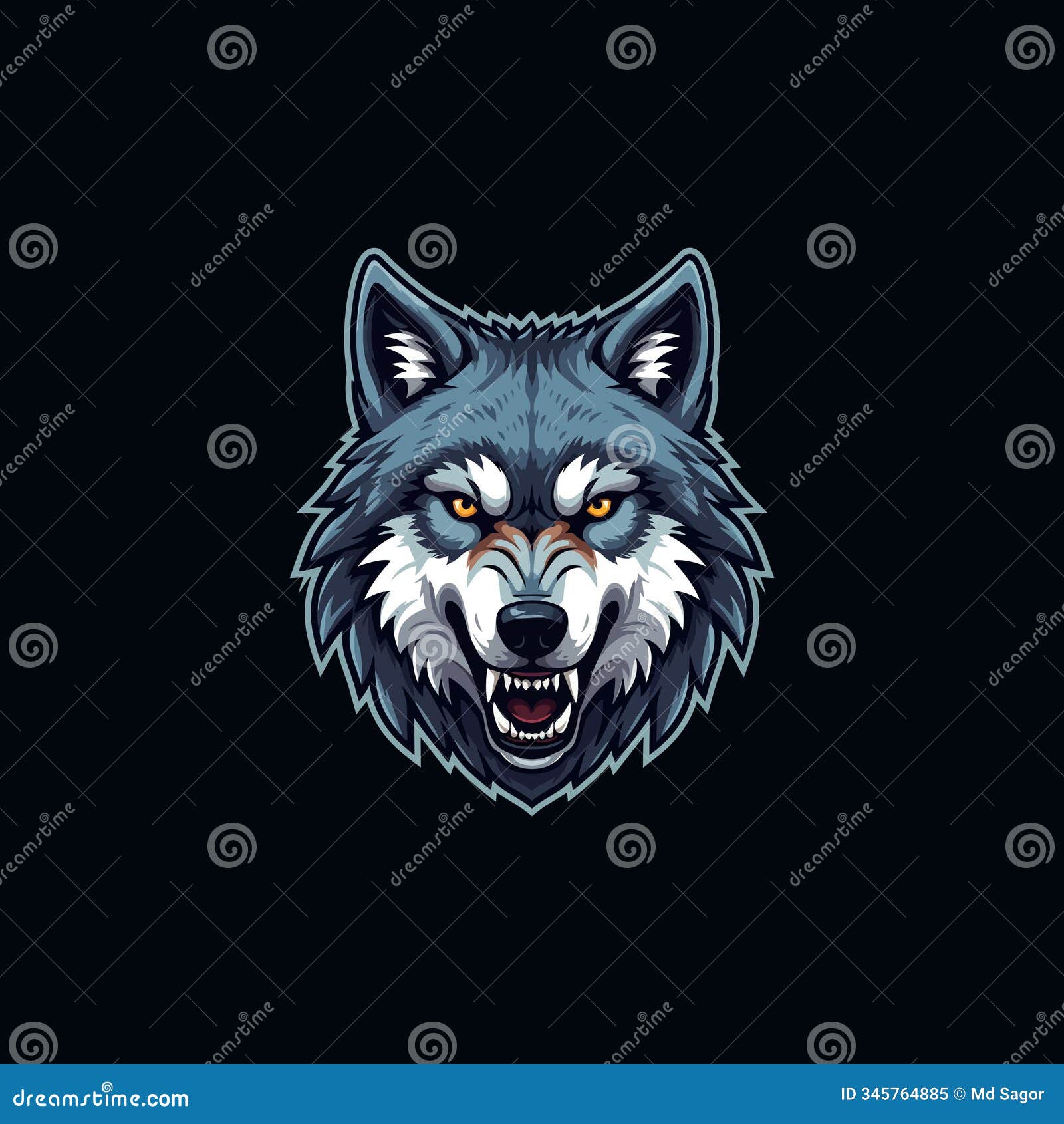 Angry Wolf Head Esports Mascot Logo Vector Illustration Stock Vector ...