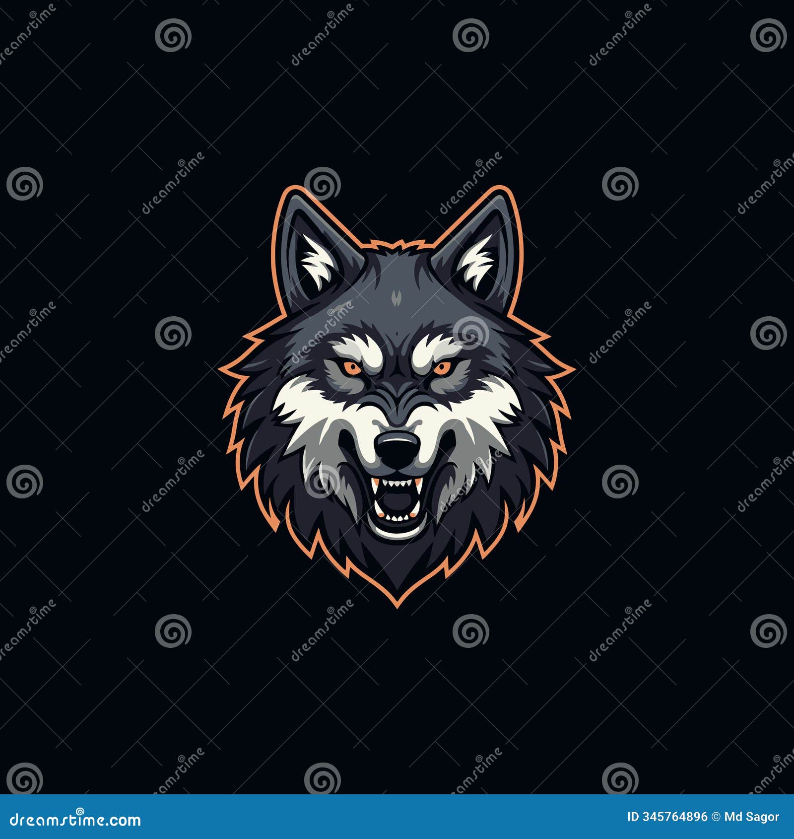 Angry Wolf Head Esports Mascot Logo Vector Illustration Stock Vector ...