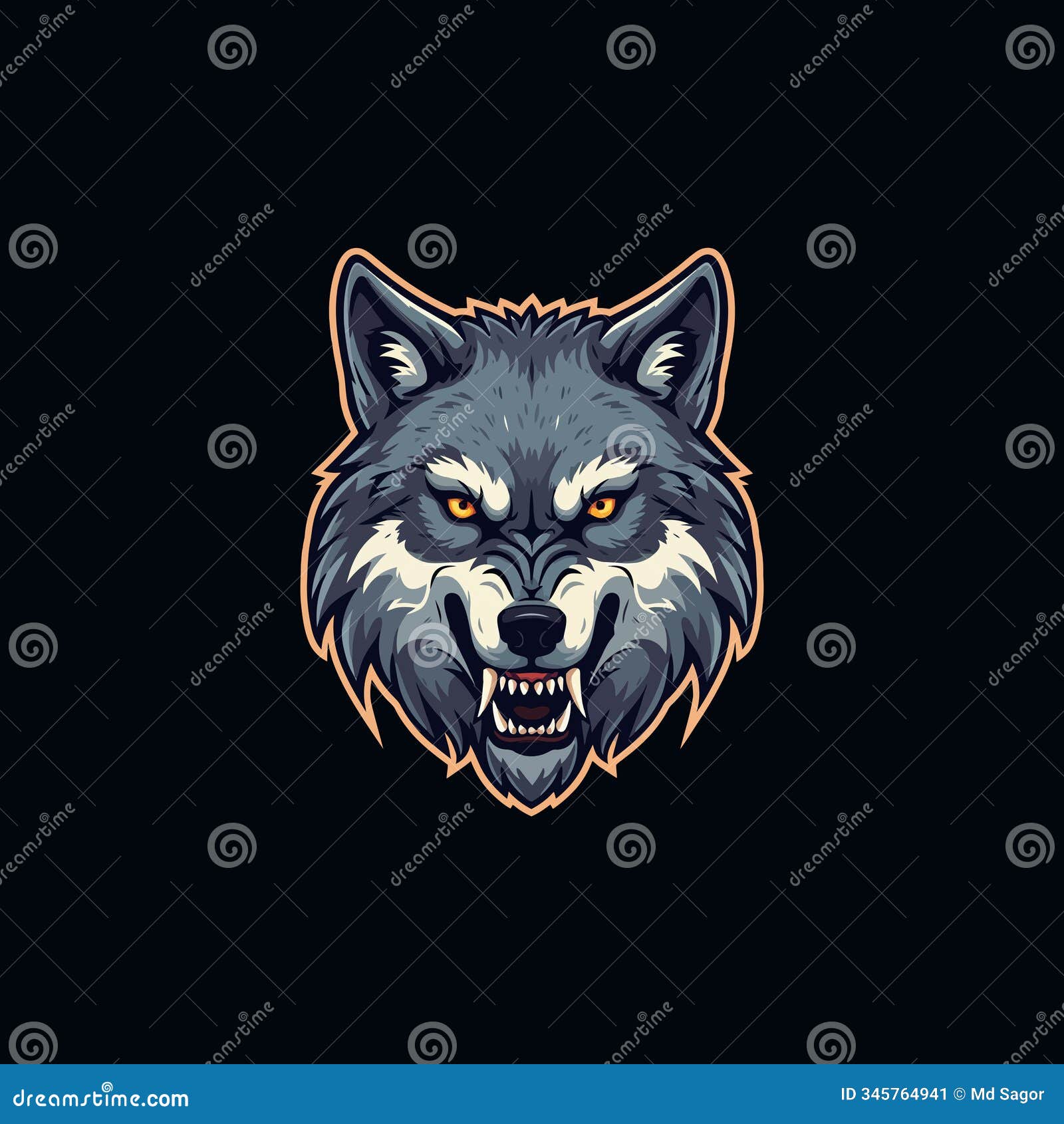 Angry Wolf Head Esports Mascot Logo Vector Illustration Stock Vector ...