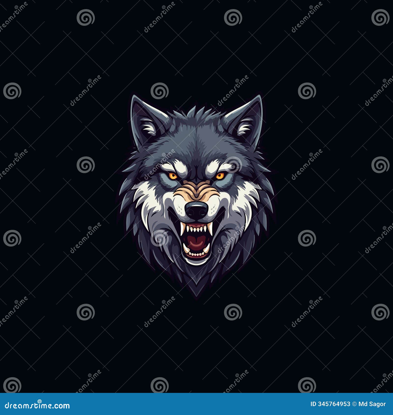 Angry Wolf Head Esports Mascot Logo Vector Illustration Stock Vector ...