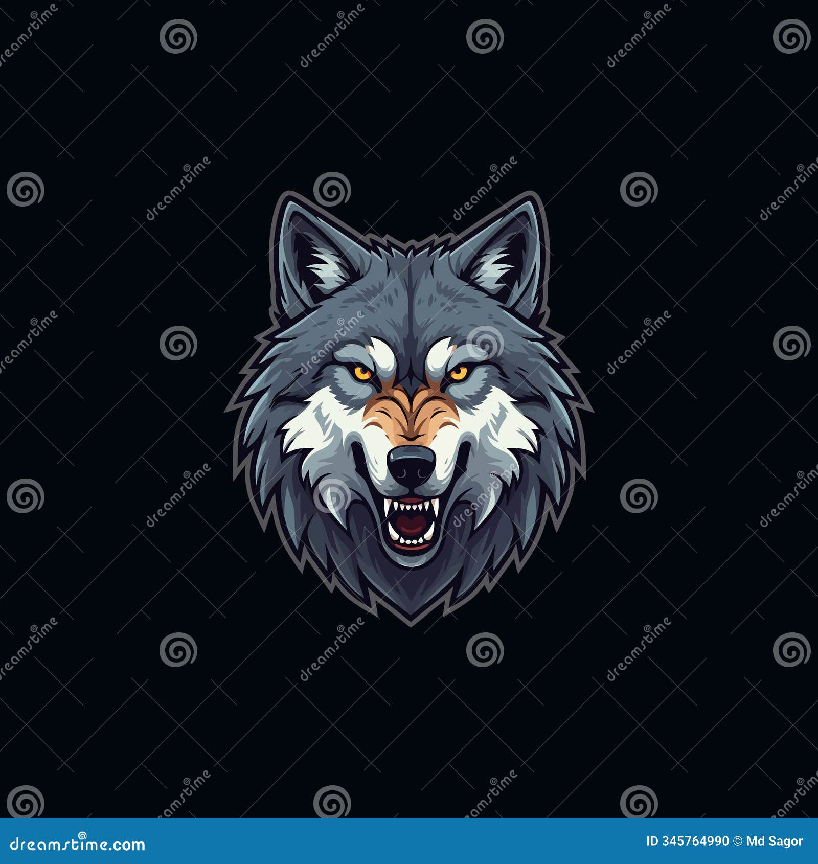 Angry Wolf Head Esports Mascot Logo Vector Illustration Stock Vector ...