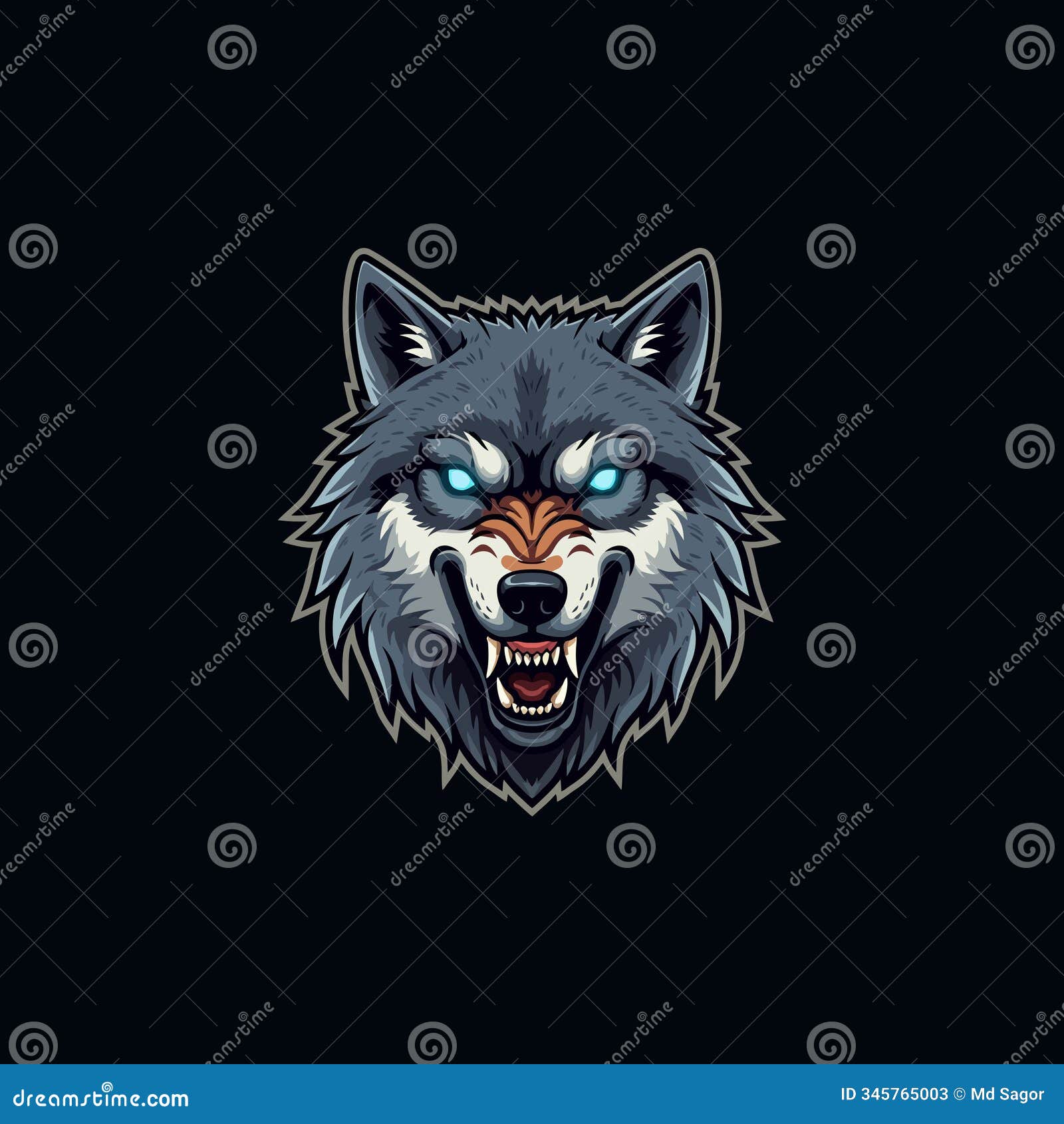 Angry Wolf Head Esports Mascot Logo Vector Illustration Stock Vector ...