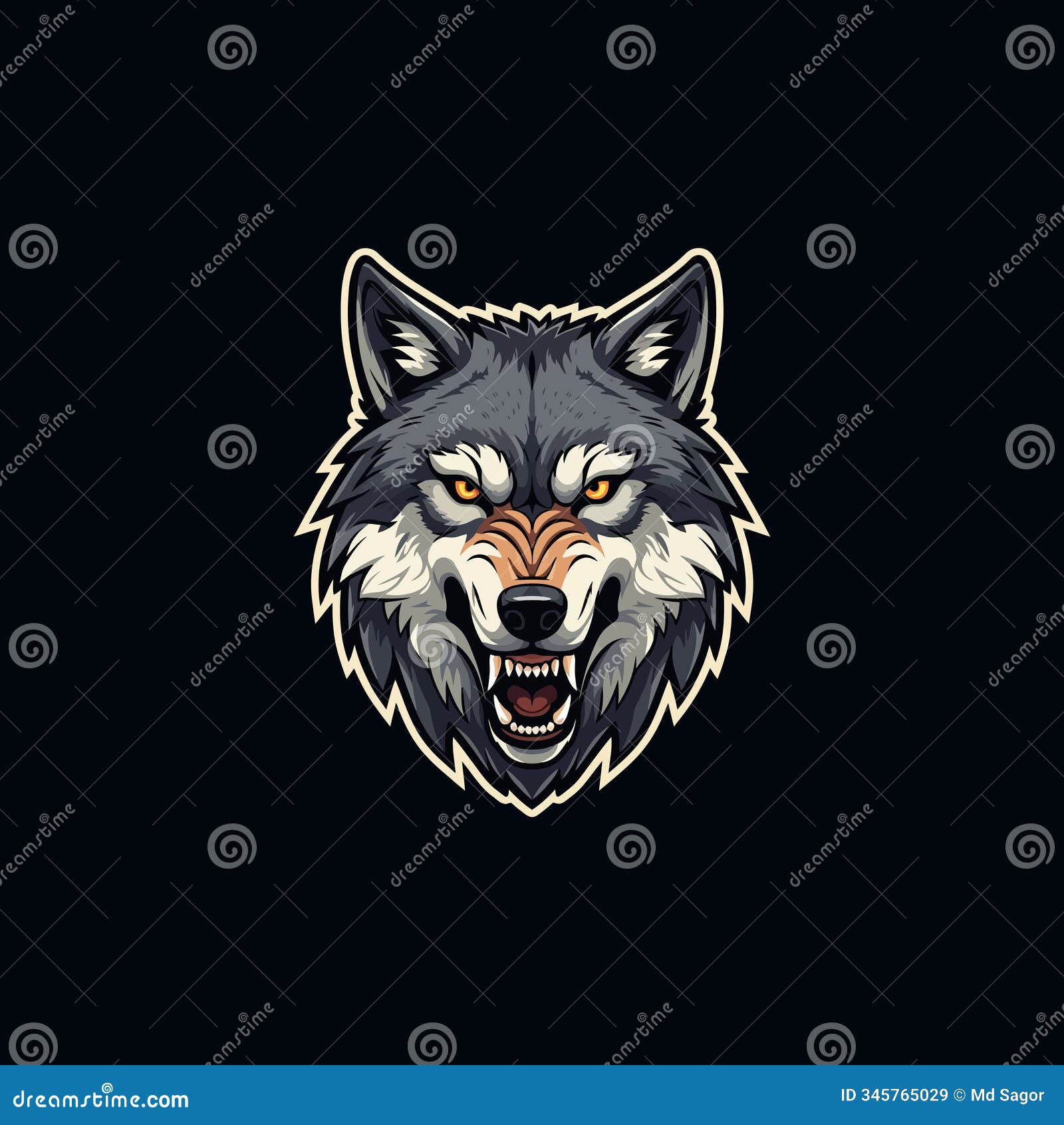 Angry Wolf Head Esports Mascot Logo Vector Illustration Stock Vector ...