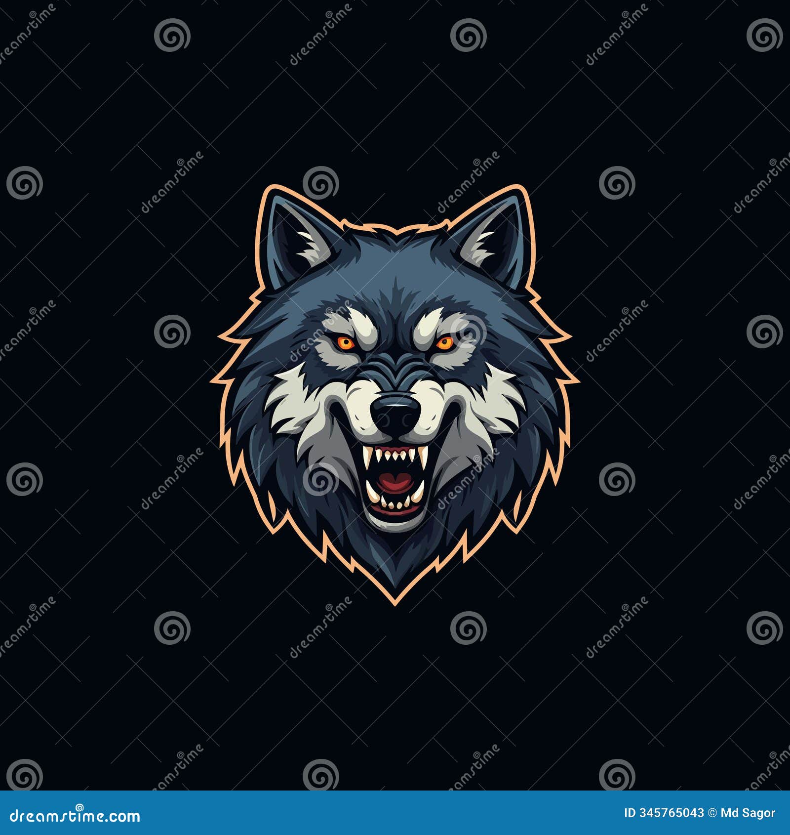 Angry Wolf Head Esports Mascot Logo Vector Illustration Stock Vector ...