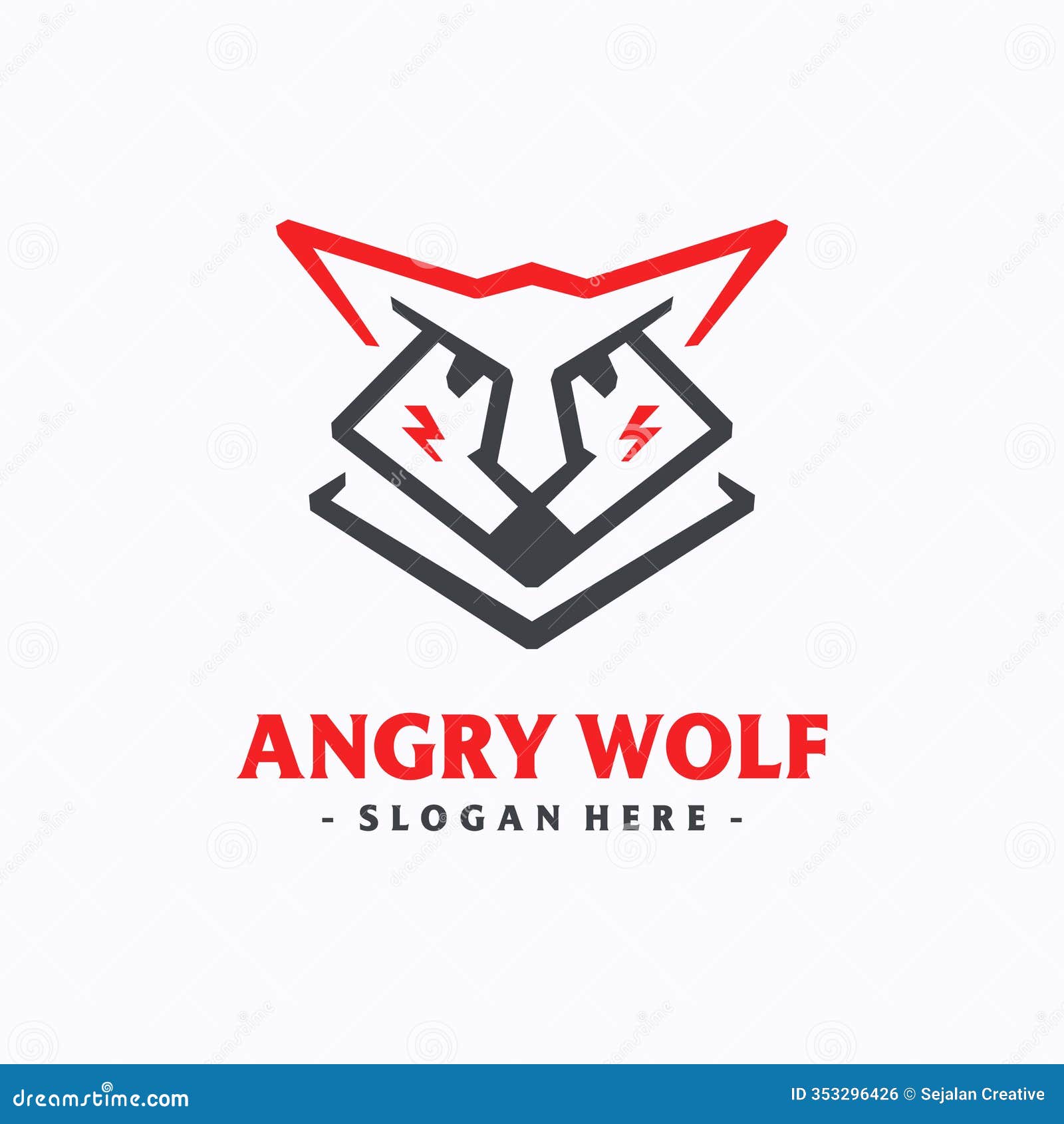Angry Wolf Logo Design Template Stock Illustration - Illustration of ...