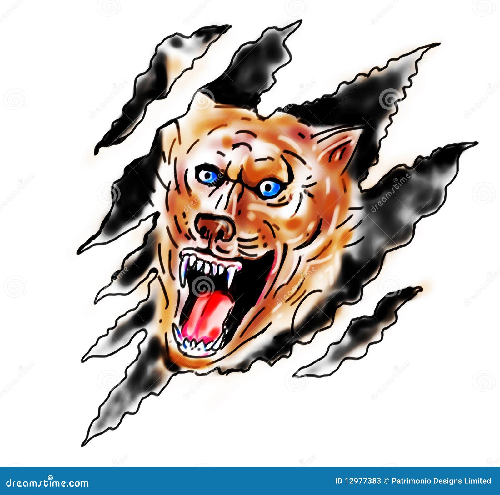 Angry Wolf Paw Tear Scratch Mark Stock Illustration - Illustration of ...