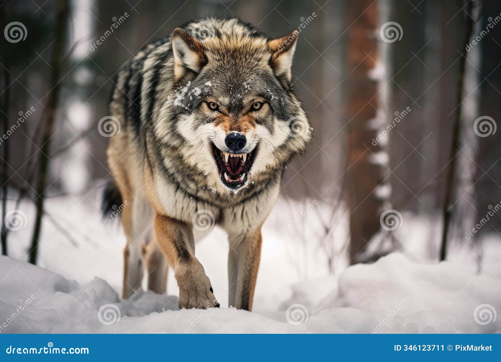 Agressive Wolf Creature, Demon Wolf With Bared Teeth Royalty-Free ...