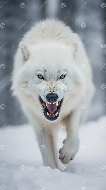 Angry Wolf Walking Towards the Camera. Generative AI Stock Illustration - Illustration of ...