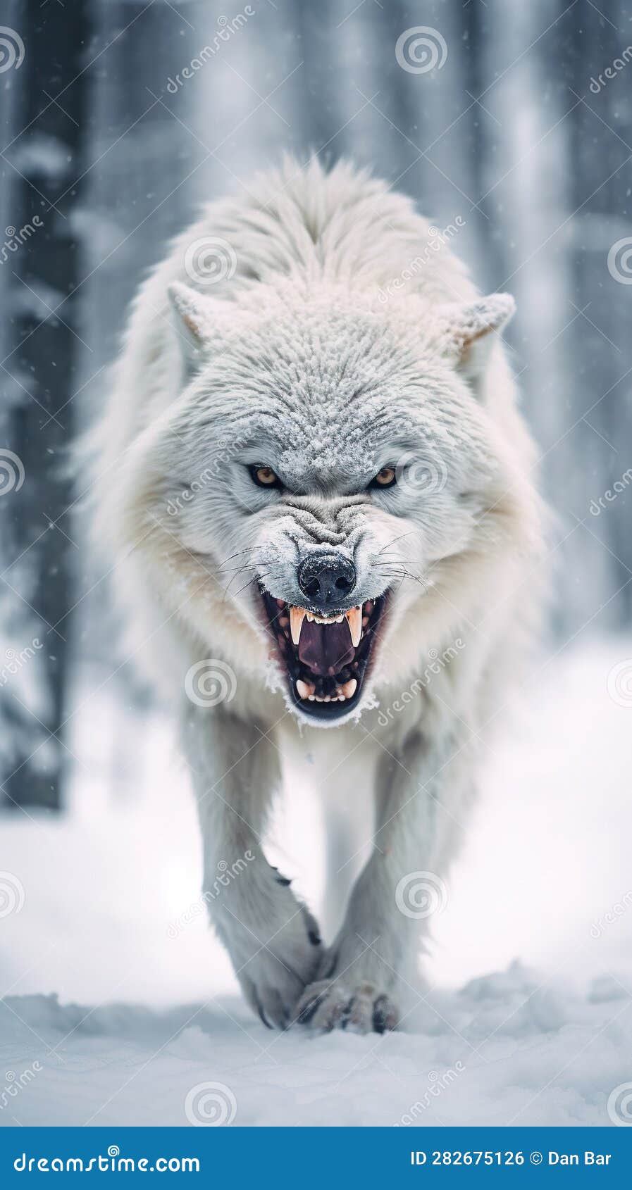 Wolf Walking Along A Misty Path Toward The Viewer. AI-generated. Stock ...