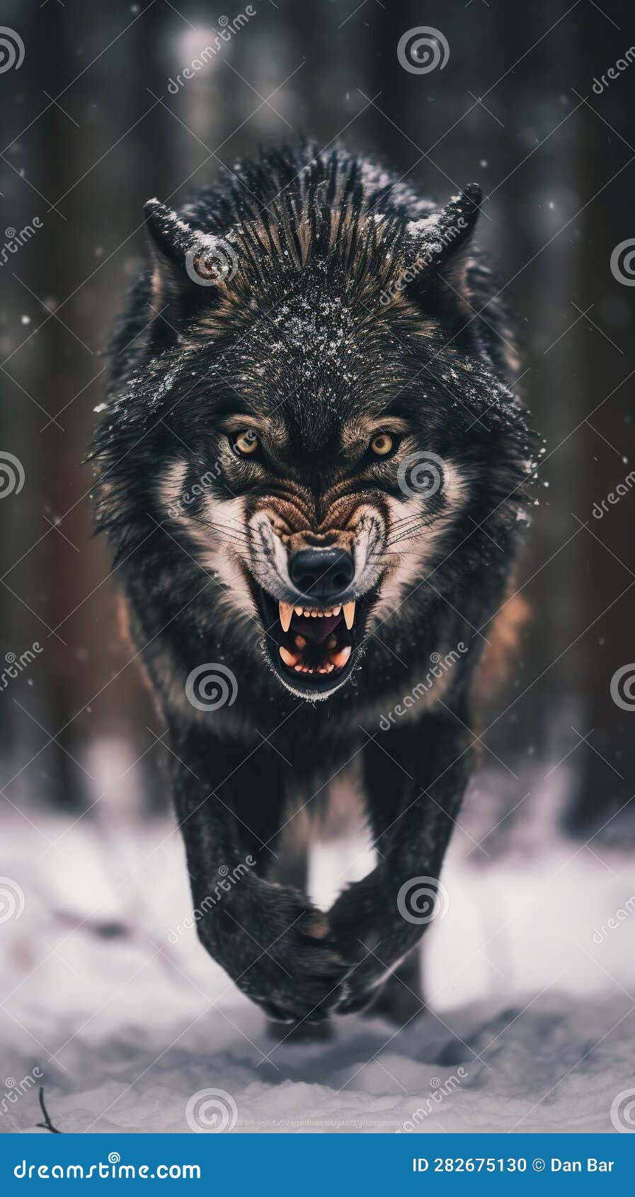 Angry Wolf Walking Towards the Camera. Generative AI Stock Illustration ...