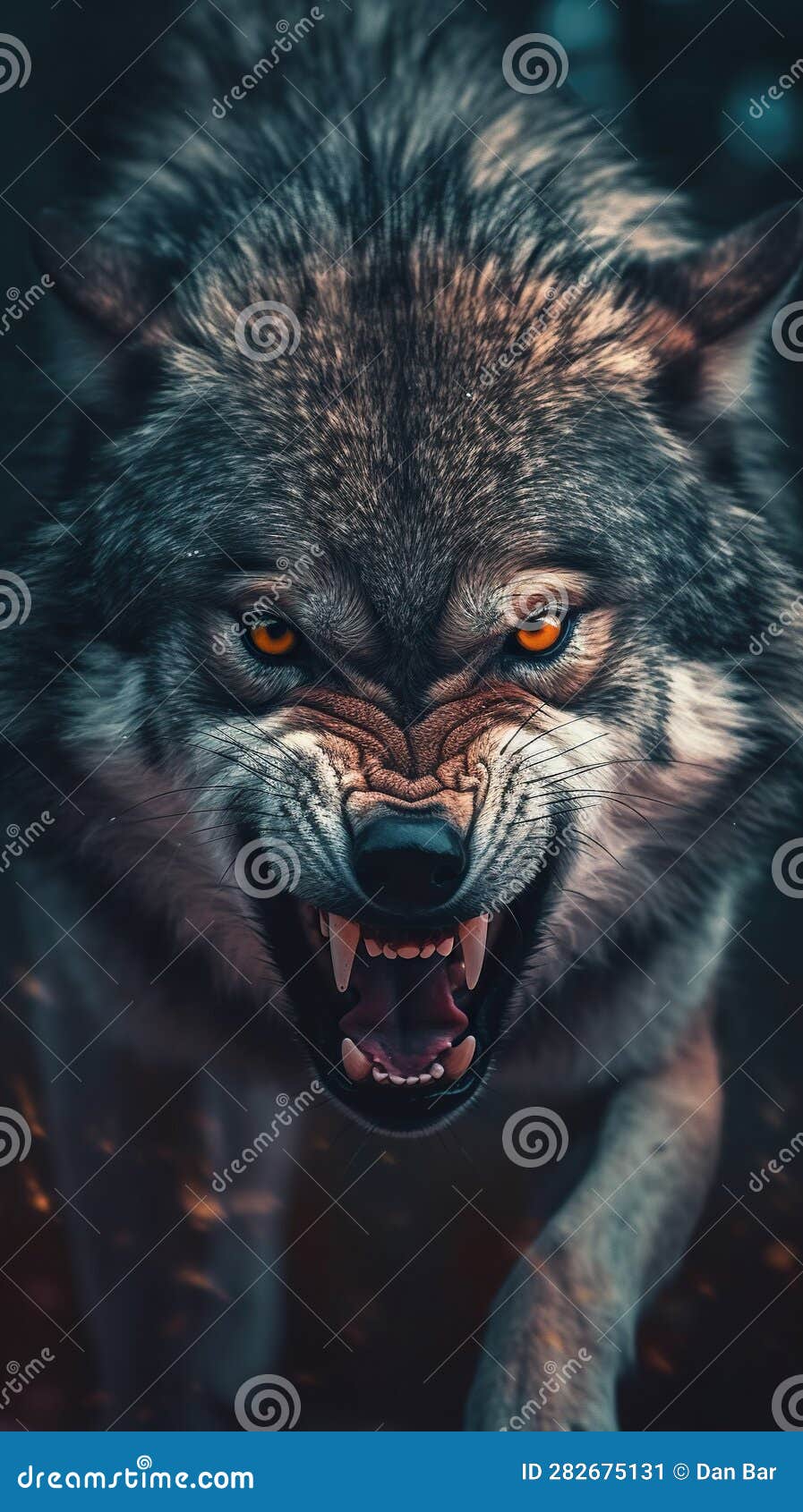 Wolf Walking Along A Misty Path Toward The Viewer. AI-generated. Stock ...