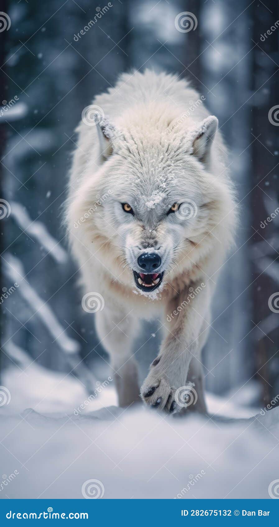 Angry Wolf Walking Towards the Camera. Generative AI Stock Illustration - Illustration of ...