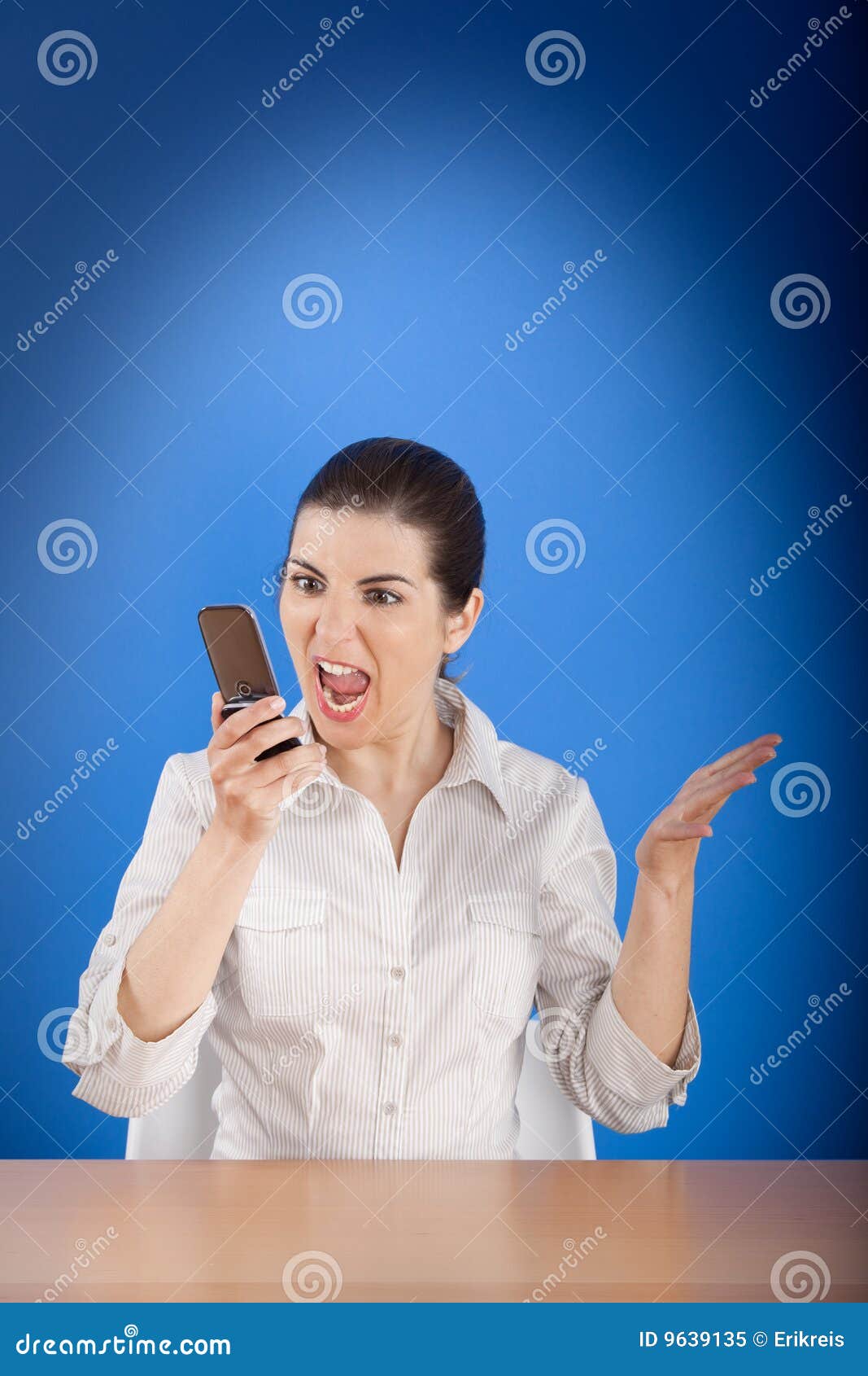 Angry Woman Calling at Phone Stock Image - Image of indoor ...