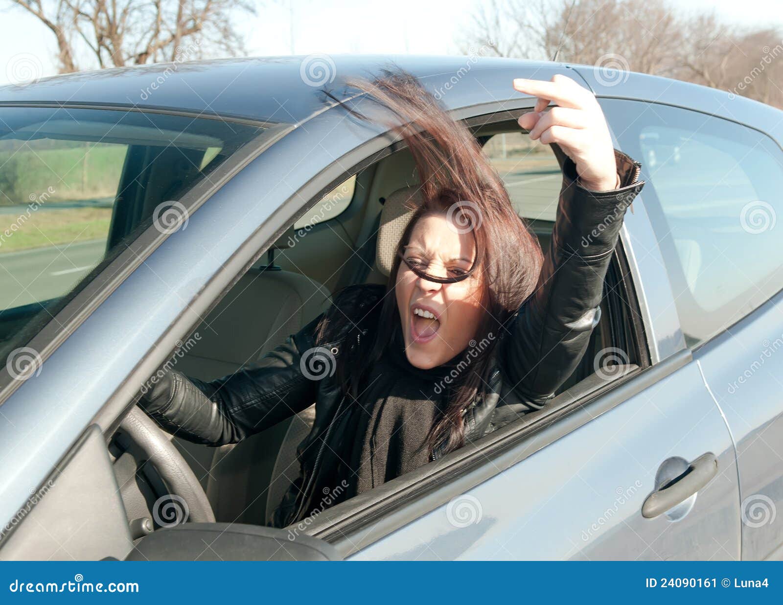 Angry woman in the car stock image. Image of serious - 24090161