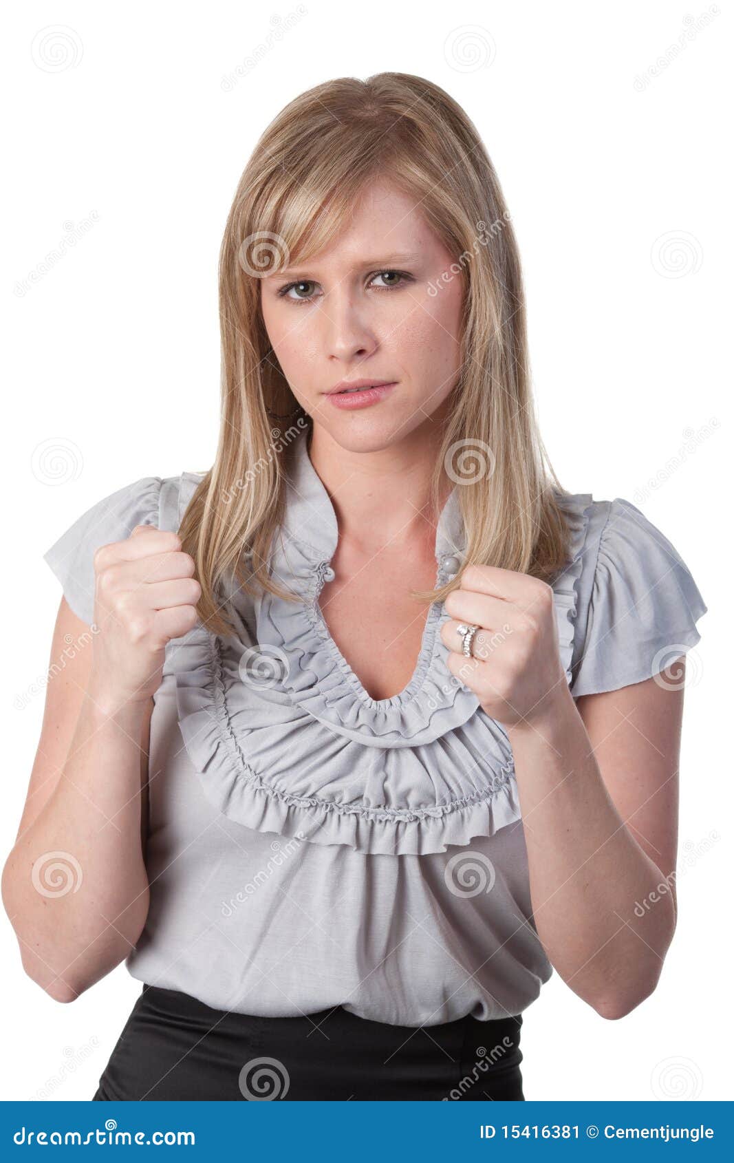 Angry Woman with Clenched Fists Stock Image - Image of girl, battle ...