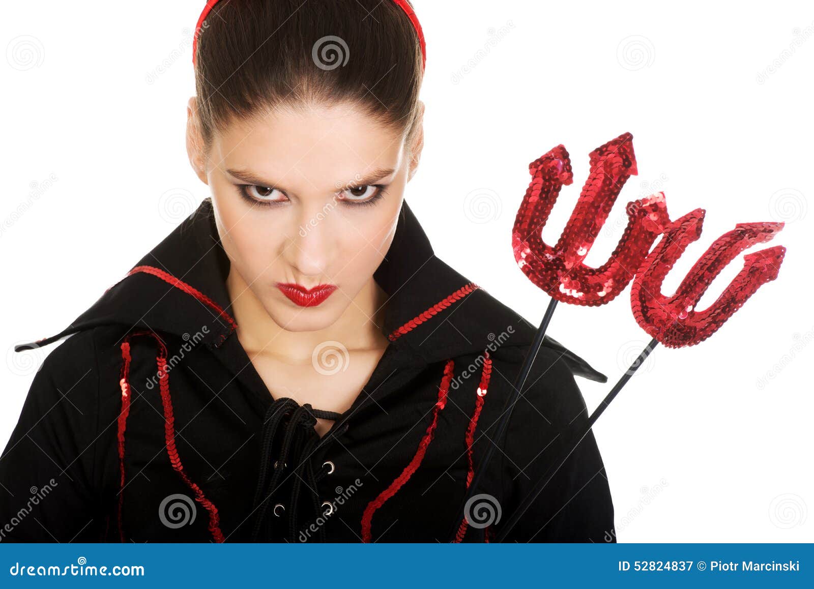 Angry Woman in Devil Carnival Costume. Stock Image - Image of ...