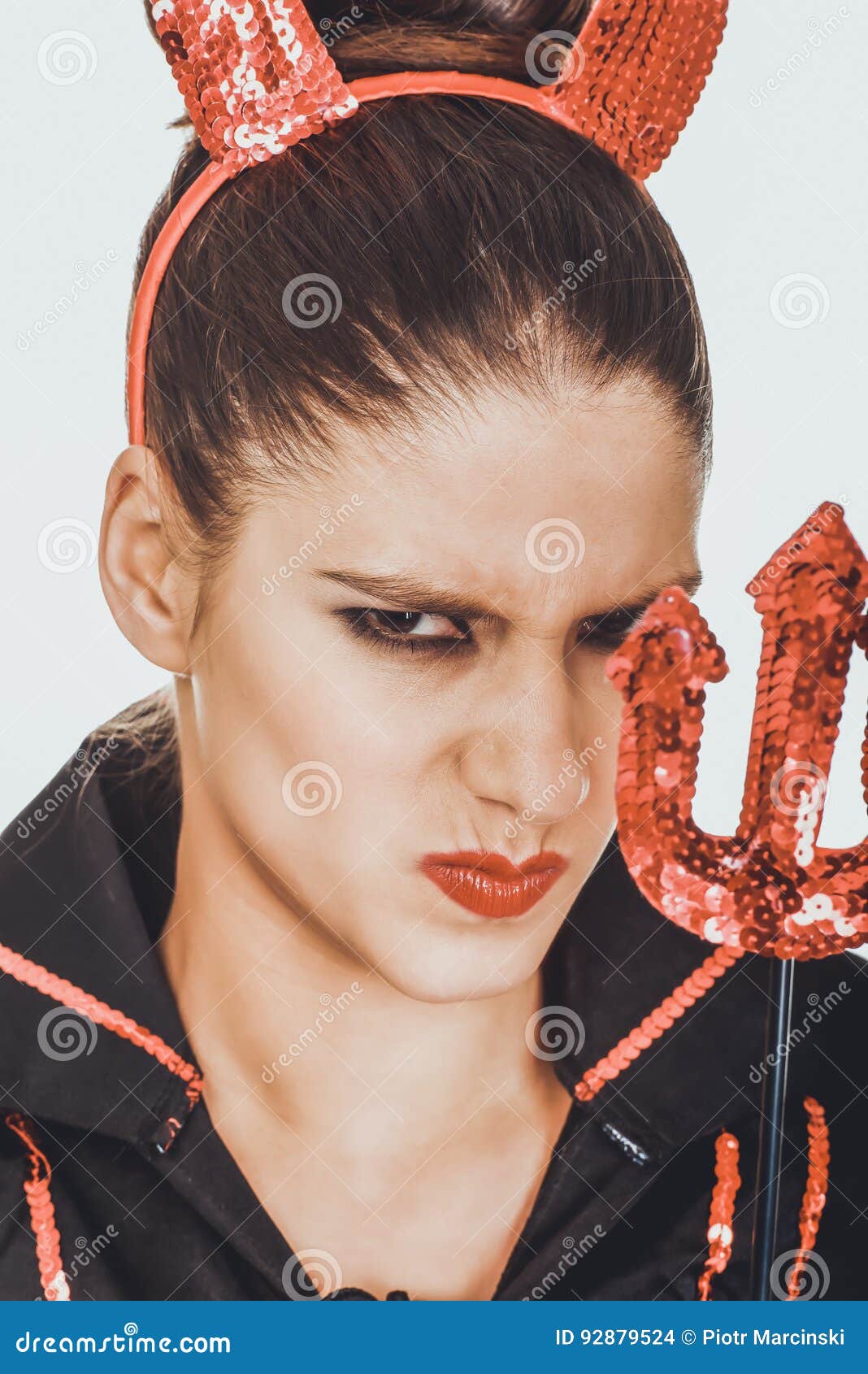 Angry Woman in Devil Carnival Costume. Stock Photo - Image of halloween ...